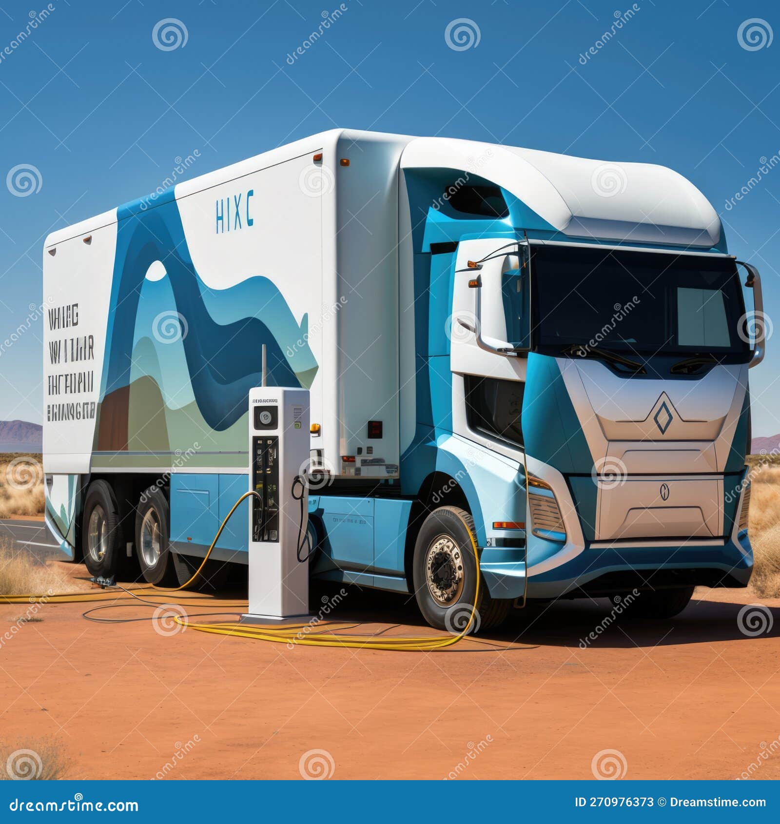 Electric Lorry Charging in Charging Station, Created Using Generative ...