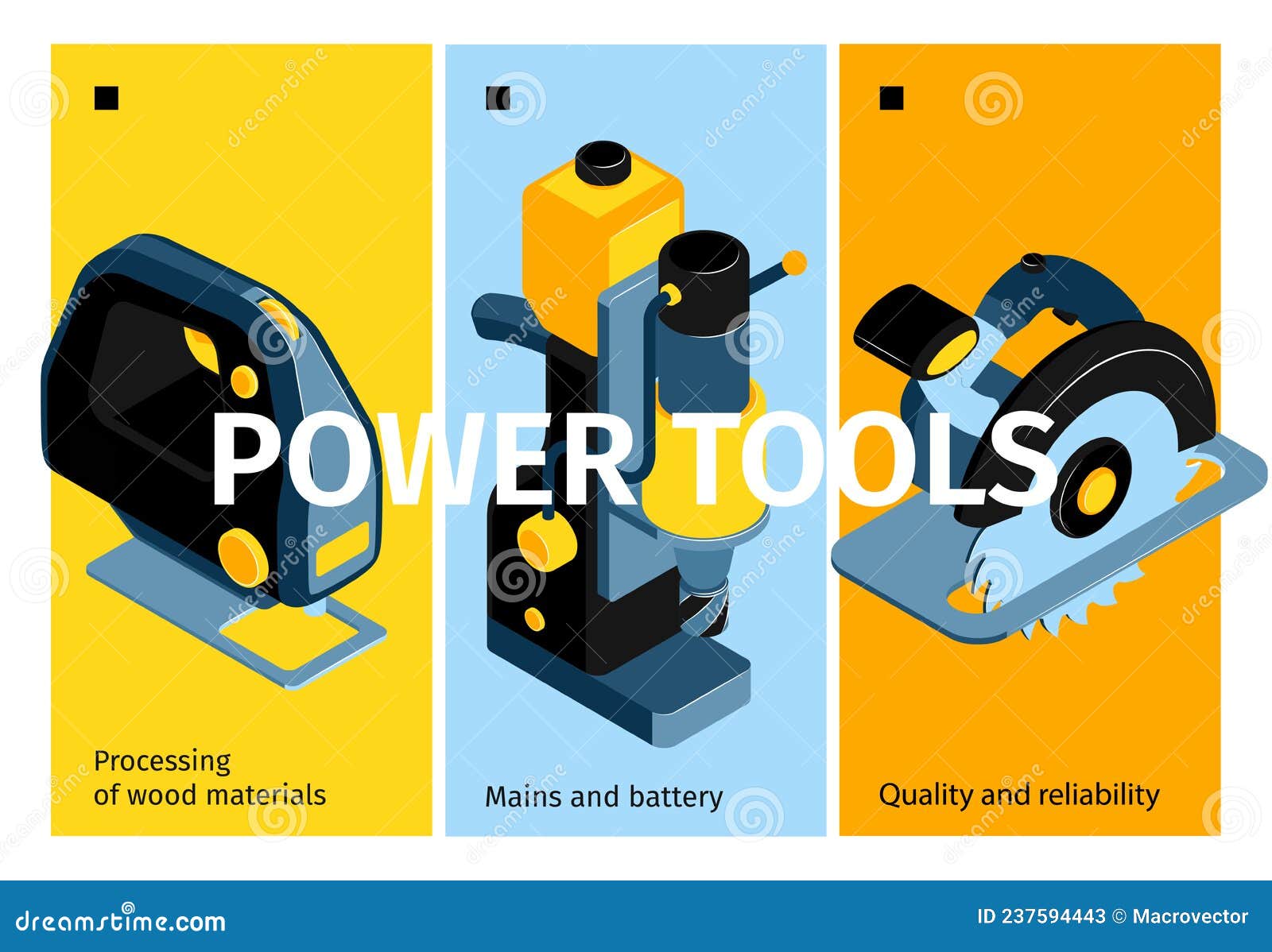 Electric Machine and Tools Vertical Banners Stock Vector - Illustration ...