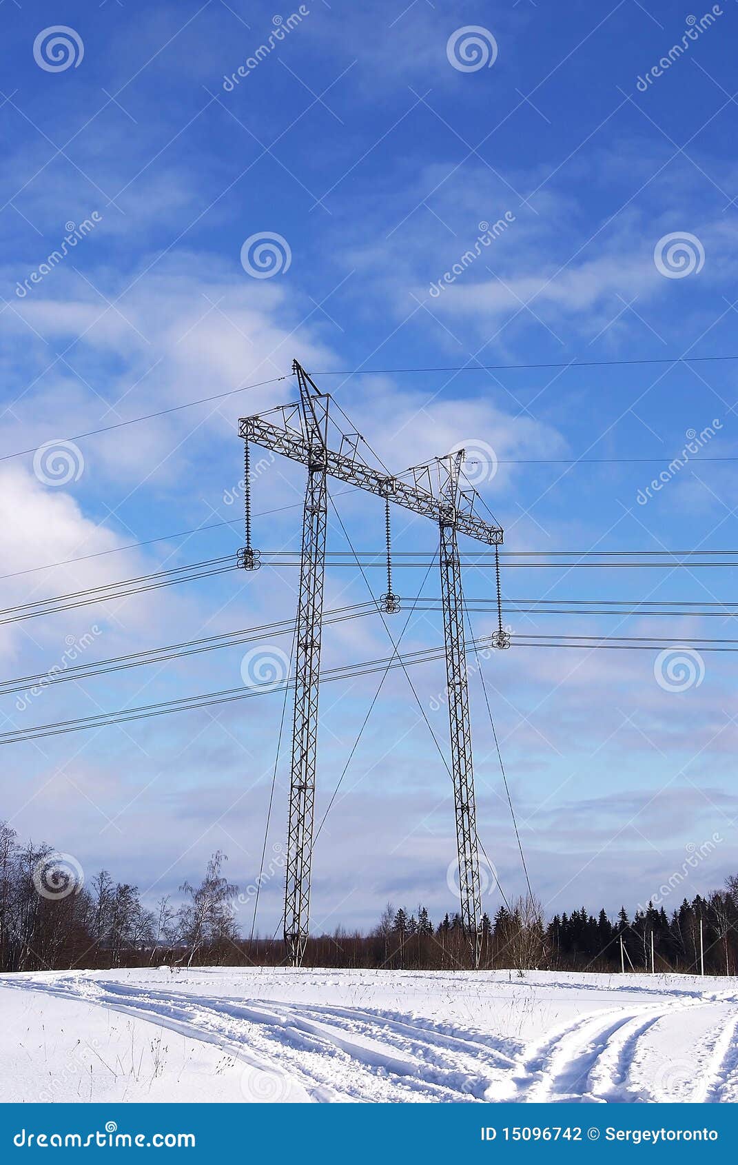 Electric main, power line stock photo. Image of sunny - 15096742
