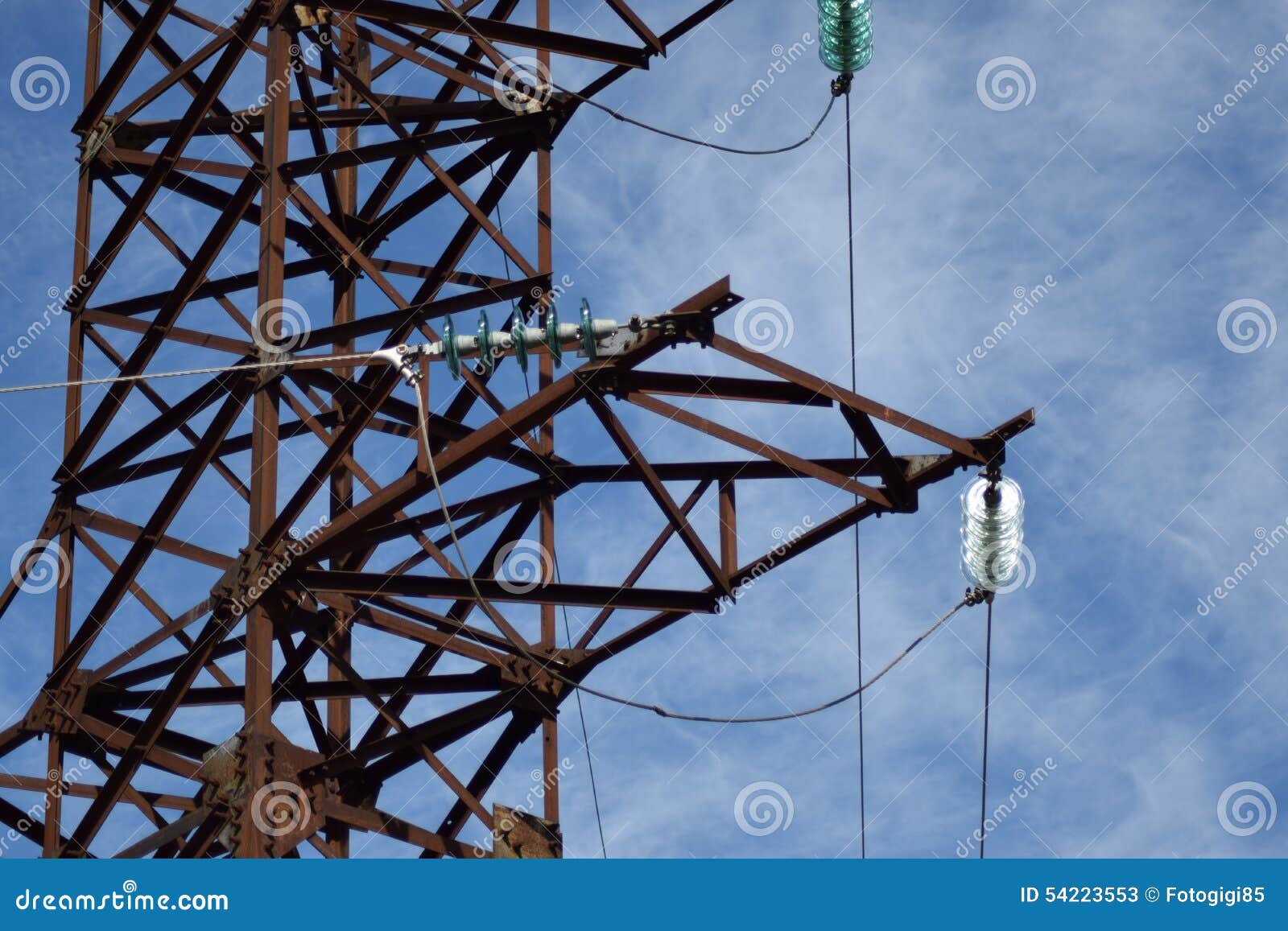 Electric masts stock image. Image of transmission, pole - 54223553