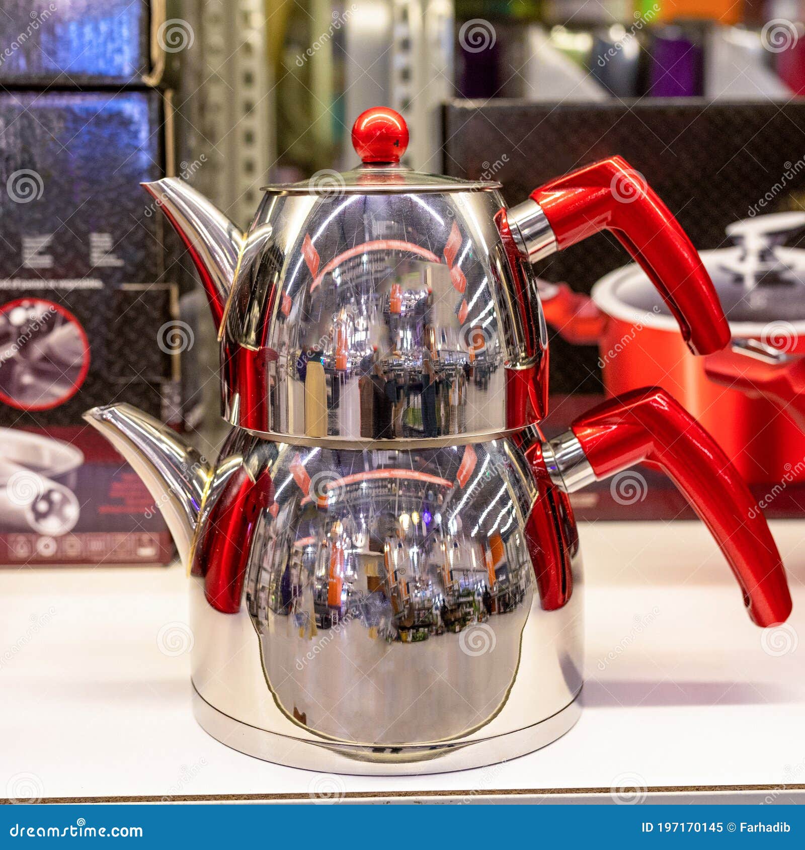Electric Metal Teapot Close Up Stock Image - Image of decoration ...