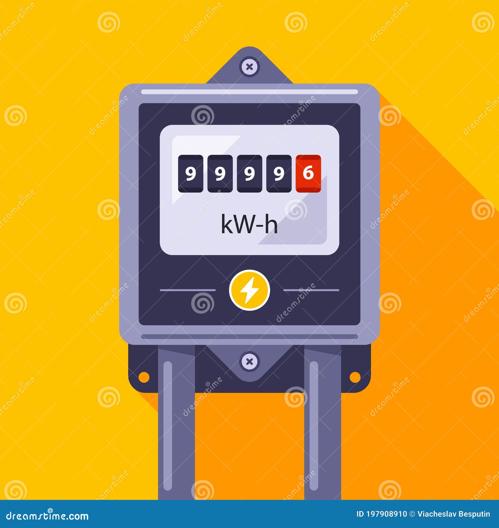An Electric Meter with a Dial Hangs on the Wall. Stock Vector ...