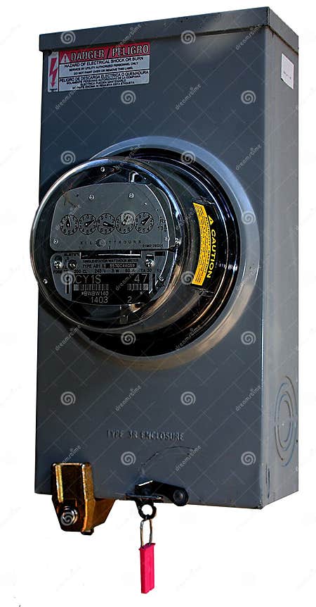 Electric Meter with Lock stock image. Image of dial, kilowatt - 7214591