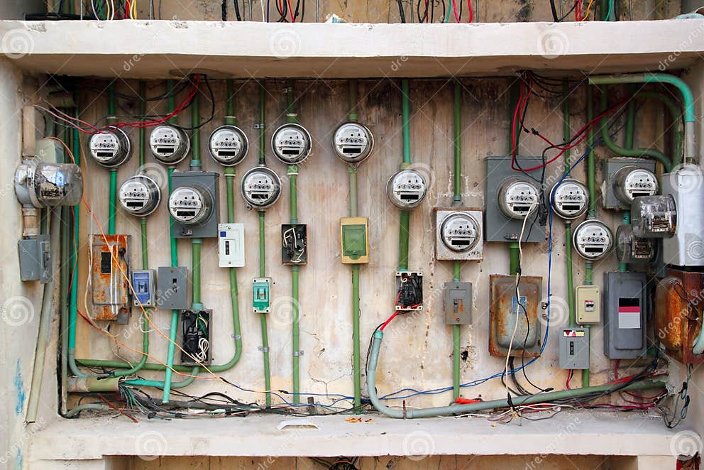 Electric Meter Messy Electrical Installation Stock Image - Image of ...
