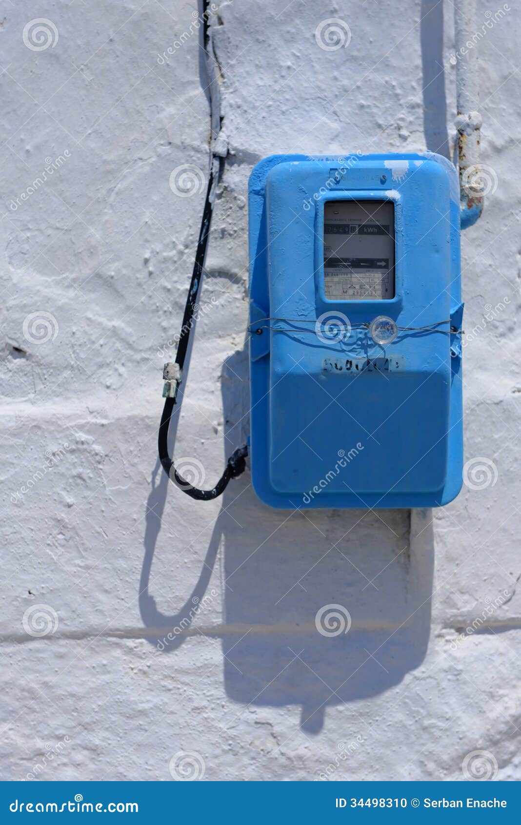 Electric meter on wall stock photo. Image of exterior - 34498310
