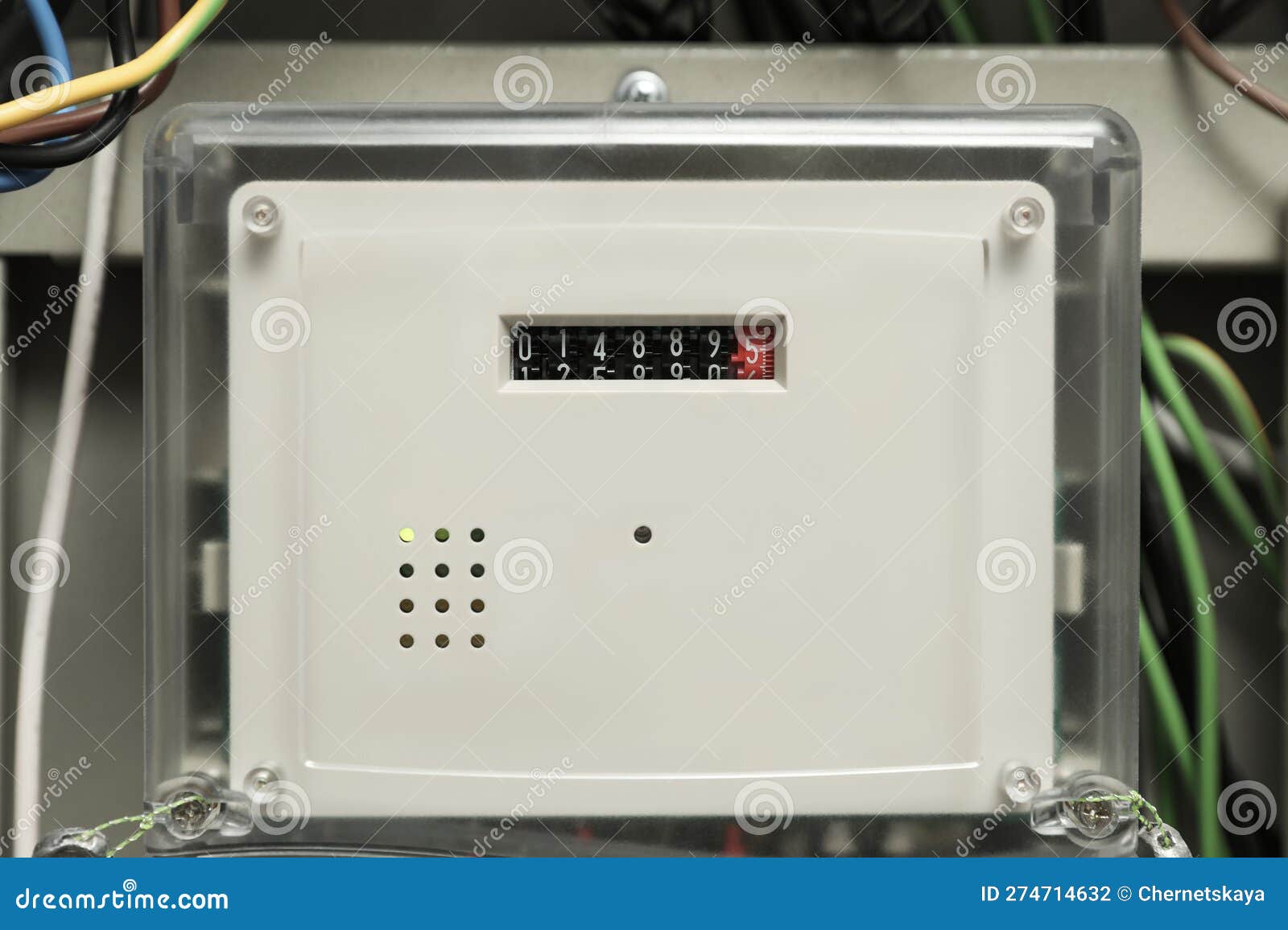 Electric Meter and Wires in Fuse Box Stock Photo - Image of counting ...