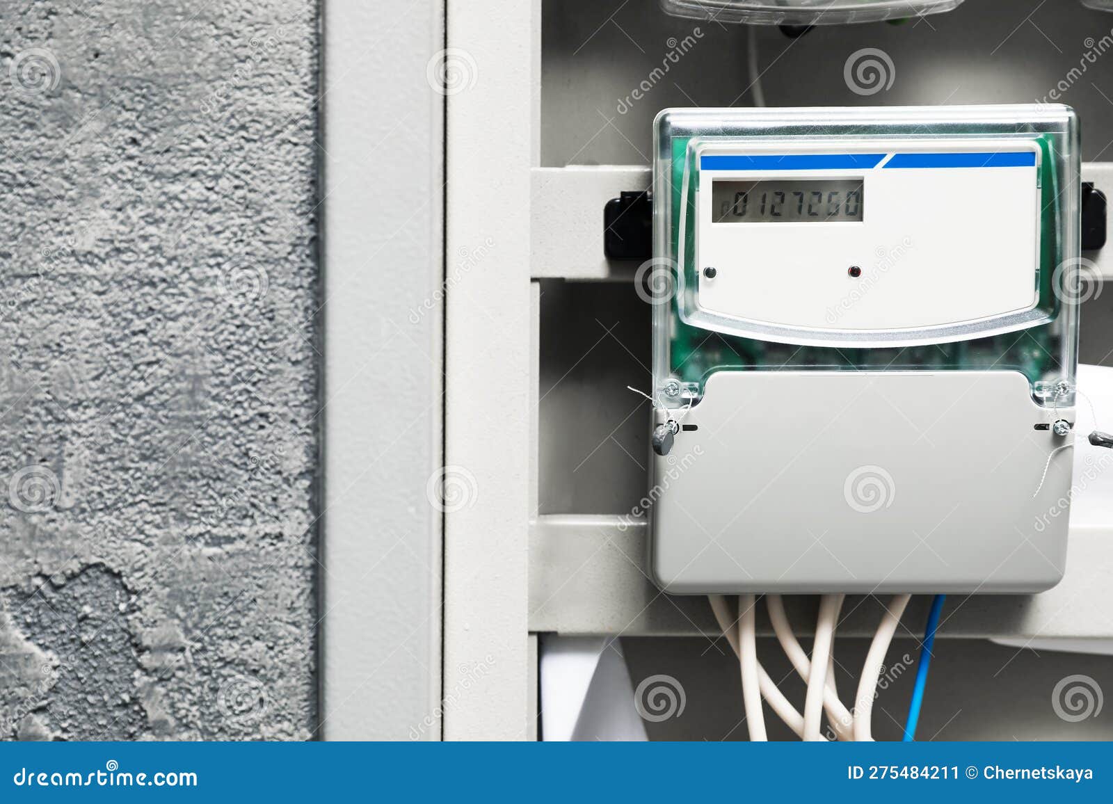 Electric Meter and Wires in Fuse Box, Space for Text Stock Image ...