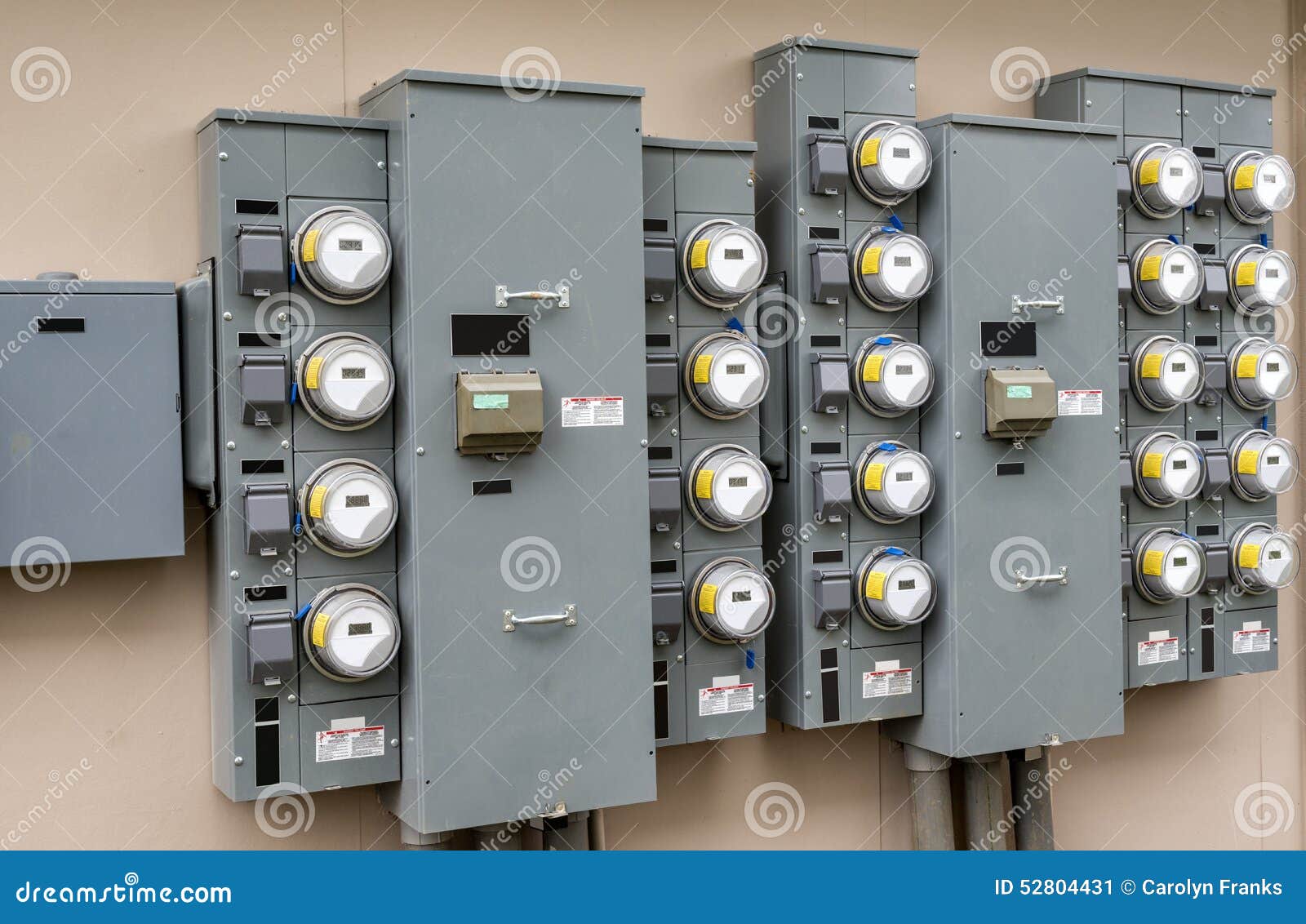 Electric Meters at Apartment Complex Stock Image - Image of power ...