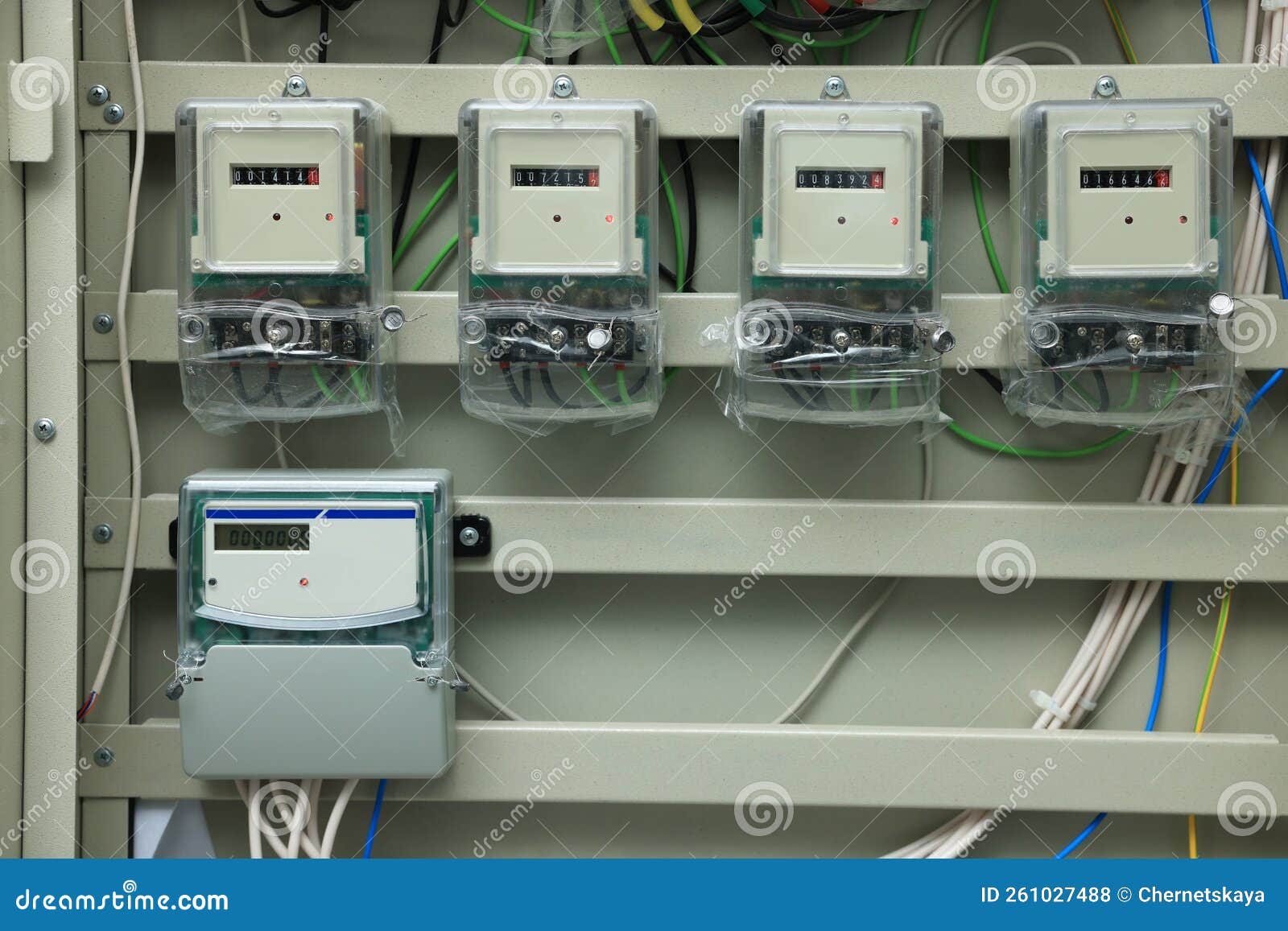Electric Meters and Wires in Fuse Box Stock Photo - Image of circuit ...