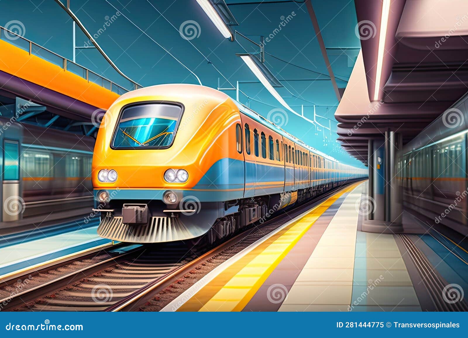Electric Metro Subway Train Illustration Stock Illustration ...
