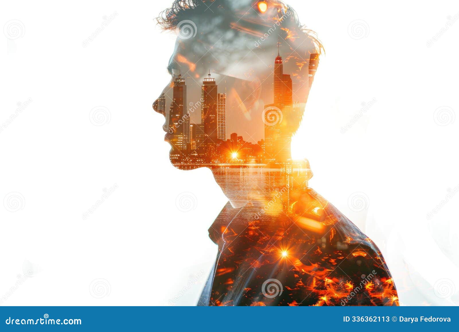 Electric Mind Concept: Silhouette of Man with Lightning Stock Image ...