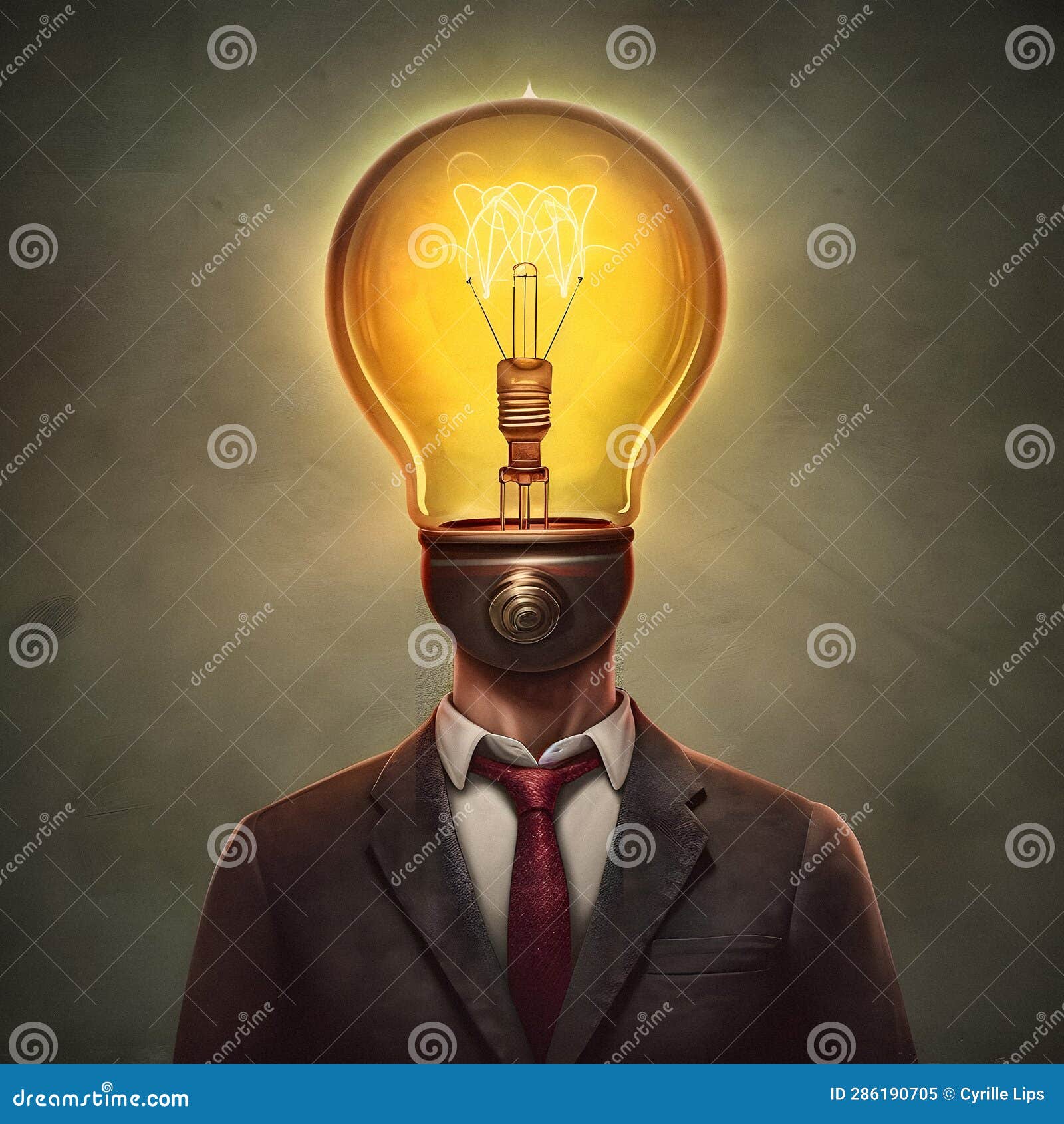 Electric Mind - a Man with a Lightbulb Head - Generative Ai Stock ...