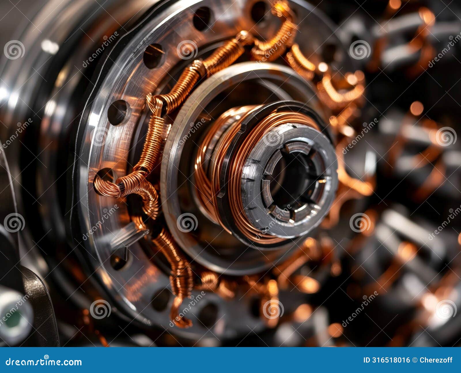 Electric Motor Copper Coils Close-up Stock Photo - Image of power ...