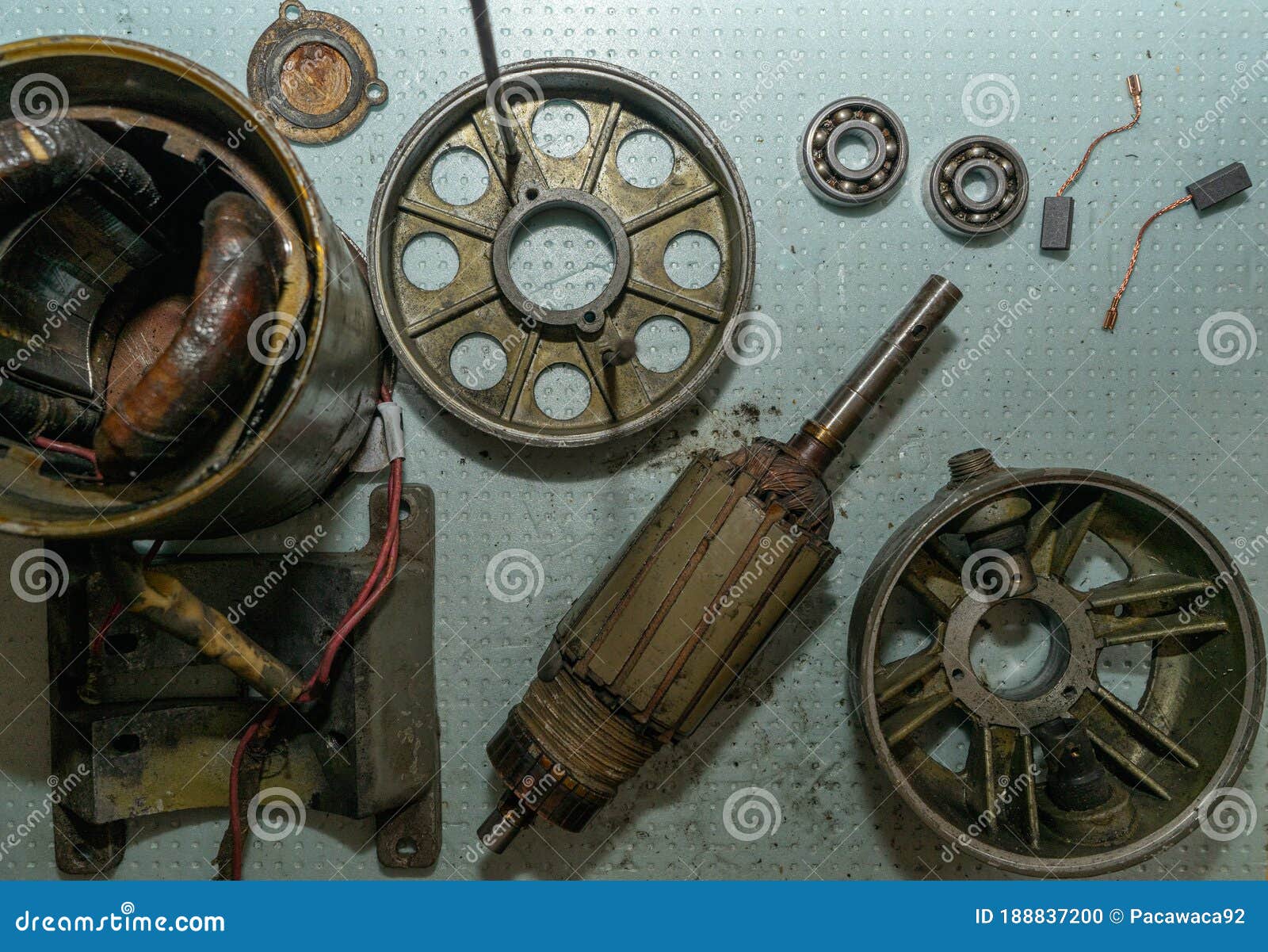 The Electric Motor is Disassembled. Electric Motor Parts are Separate ...