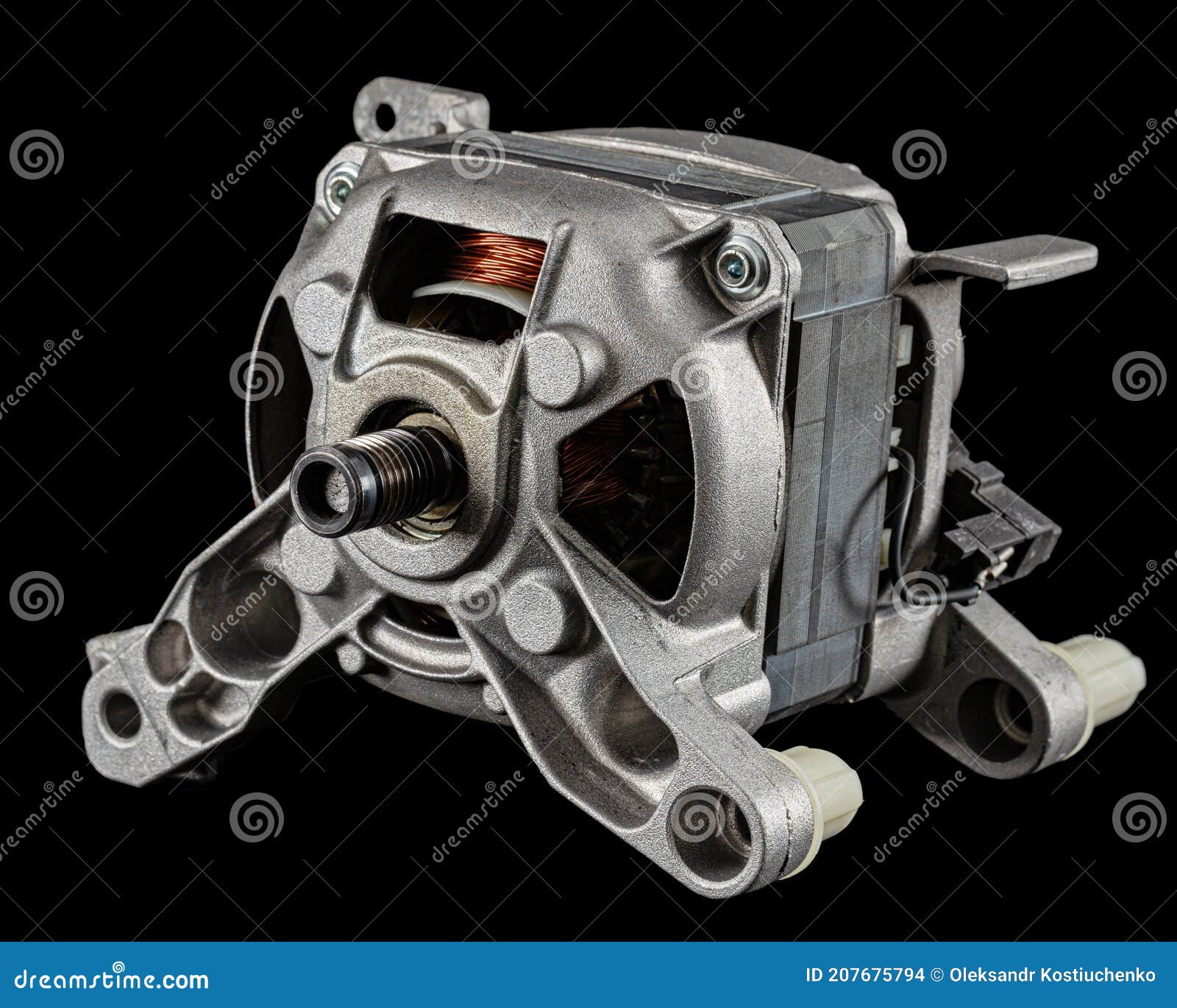 Electric Motor Isolated on Black Background Stock Photo - Image of ...