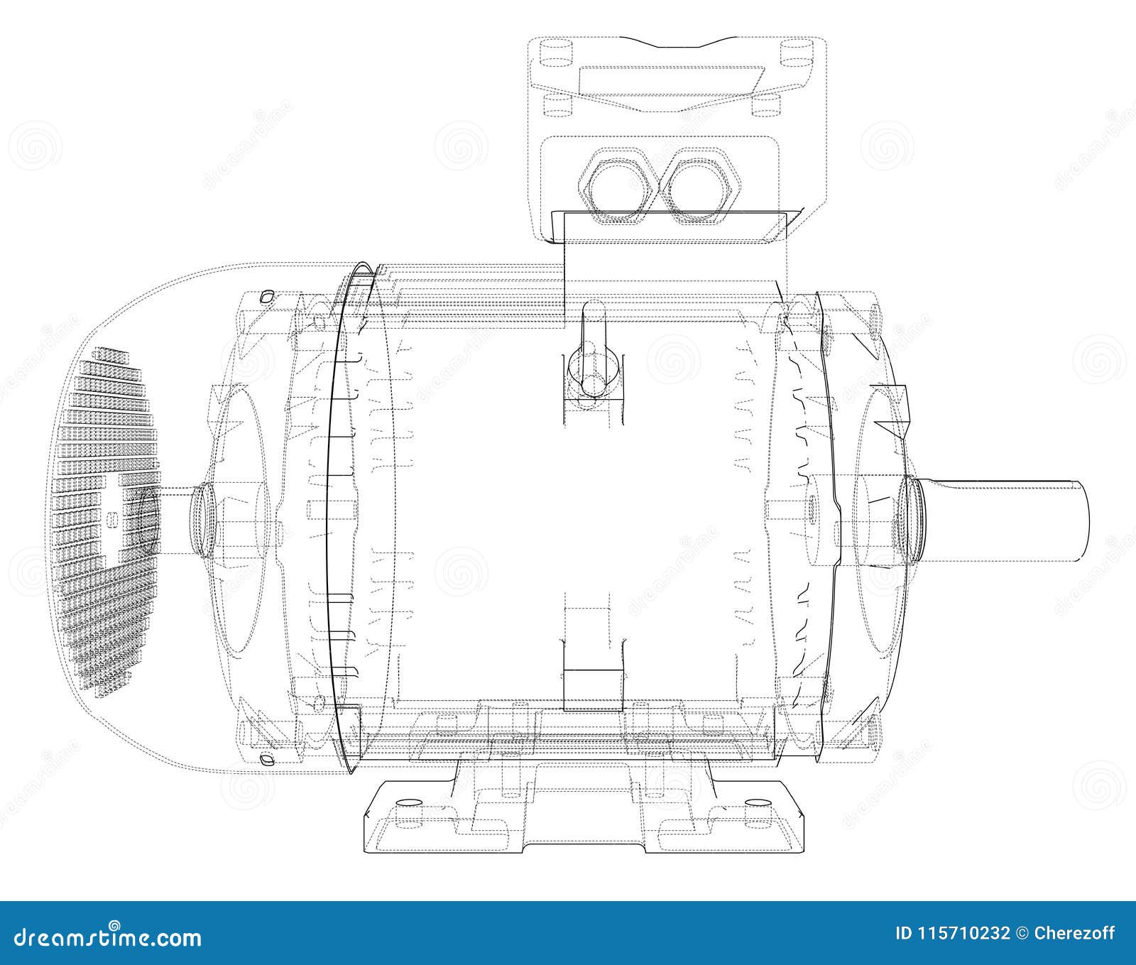 Electric Motor Outline. Vector Stock Vector - Illustration of scheme ...