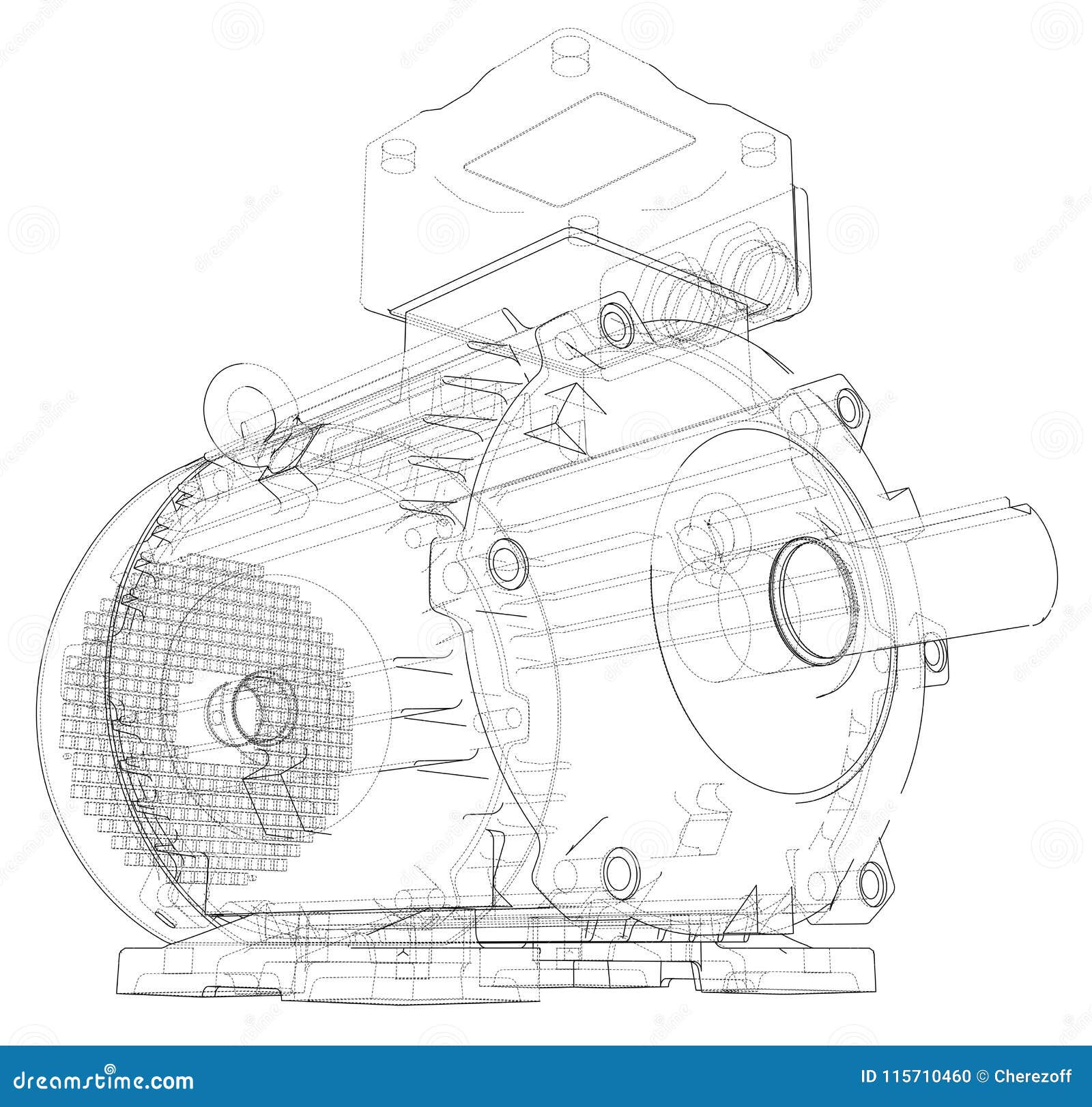Electric Motor Parts And Structure On Black Background Stock ...