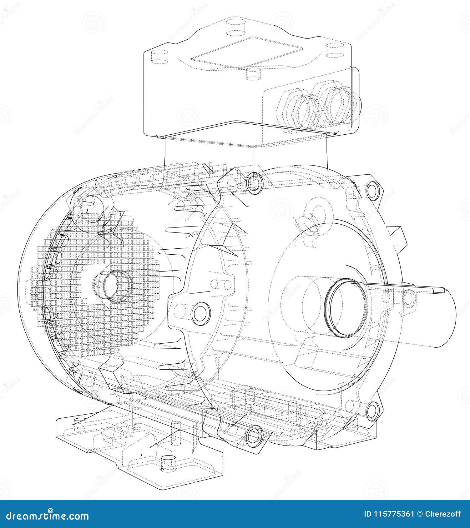 Electric Motor Outline. Vector Stock Vector - Illustration of ...