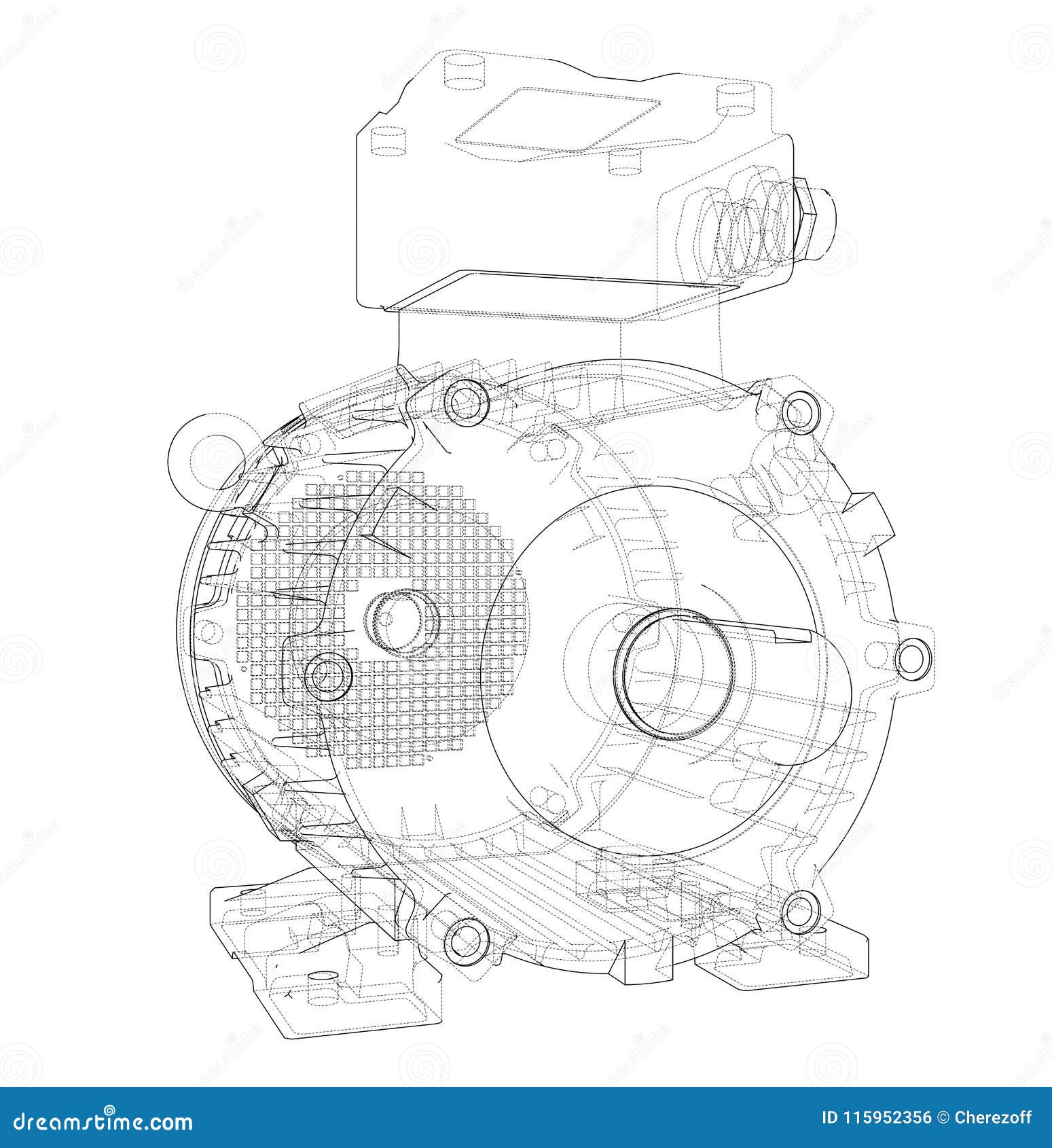 Electric Motor Outline. Vector Stock Vector - Illustration of machinery ...