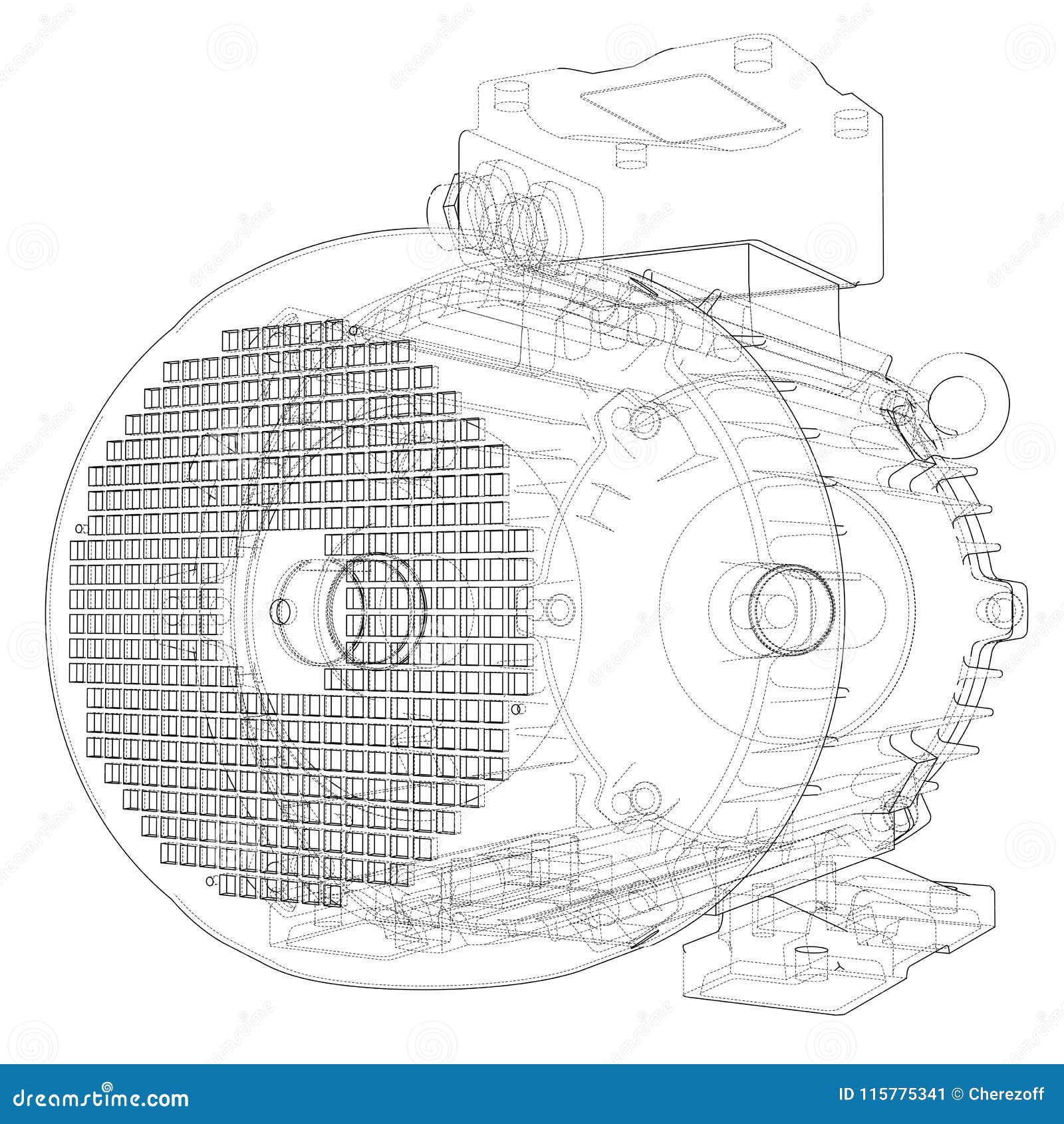 Electric Motor Outline. Vector Stock Vector - Illustration of mechanism ...