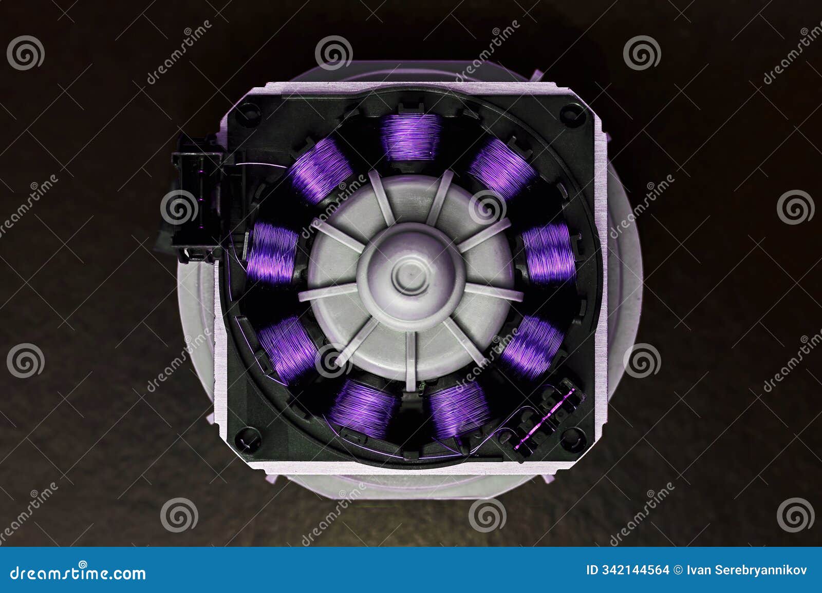 An Electric Motor with Purple Coils Stock Photo - Image of technology ...