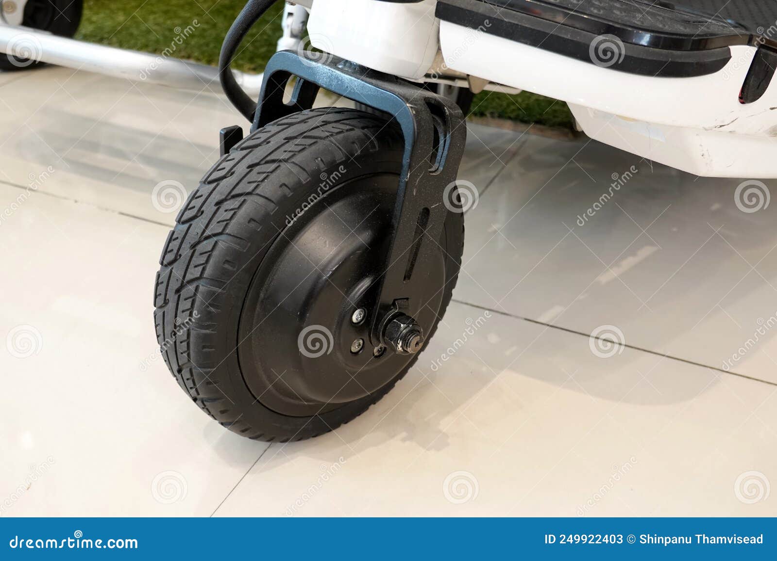 Close Up of Electric Motor Scooter Front Wheel. Stock Image - Image of ...
