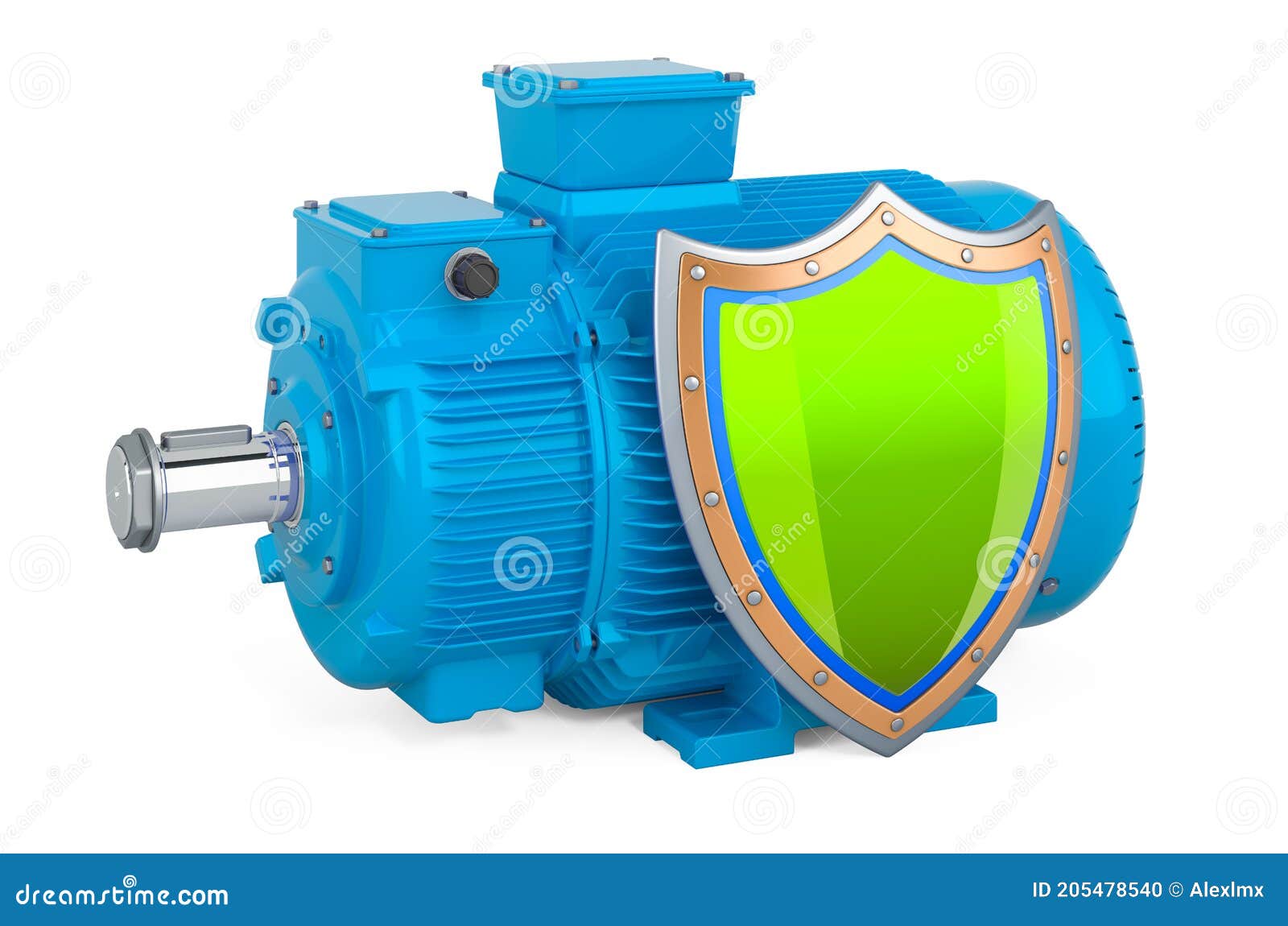 Electric Motor with Shield, 3D Rendering Stock Illustration ...