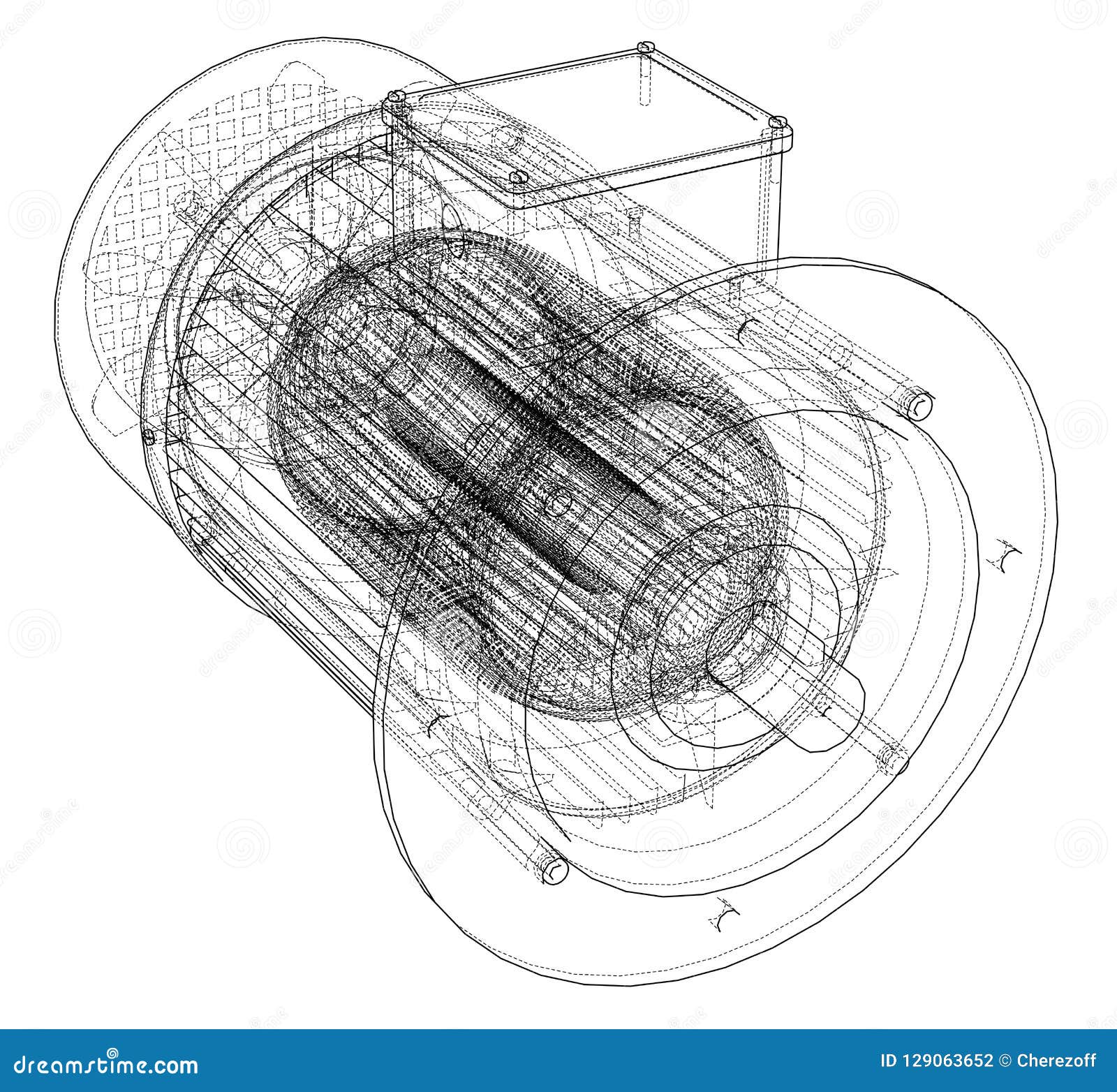 Electric Motor Sketch. Vector Stock Vector - Illustration of generator ...