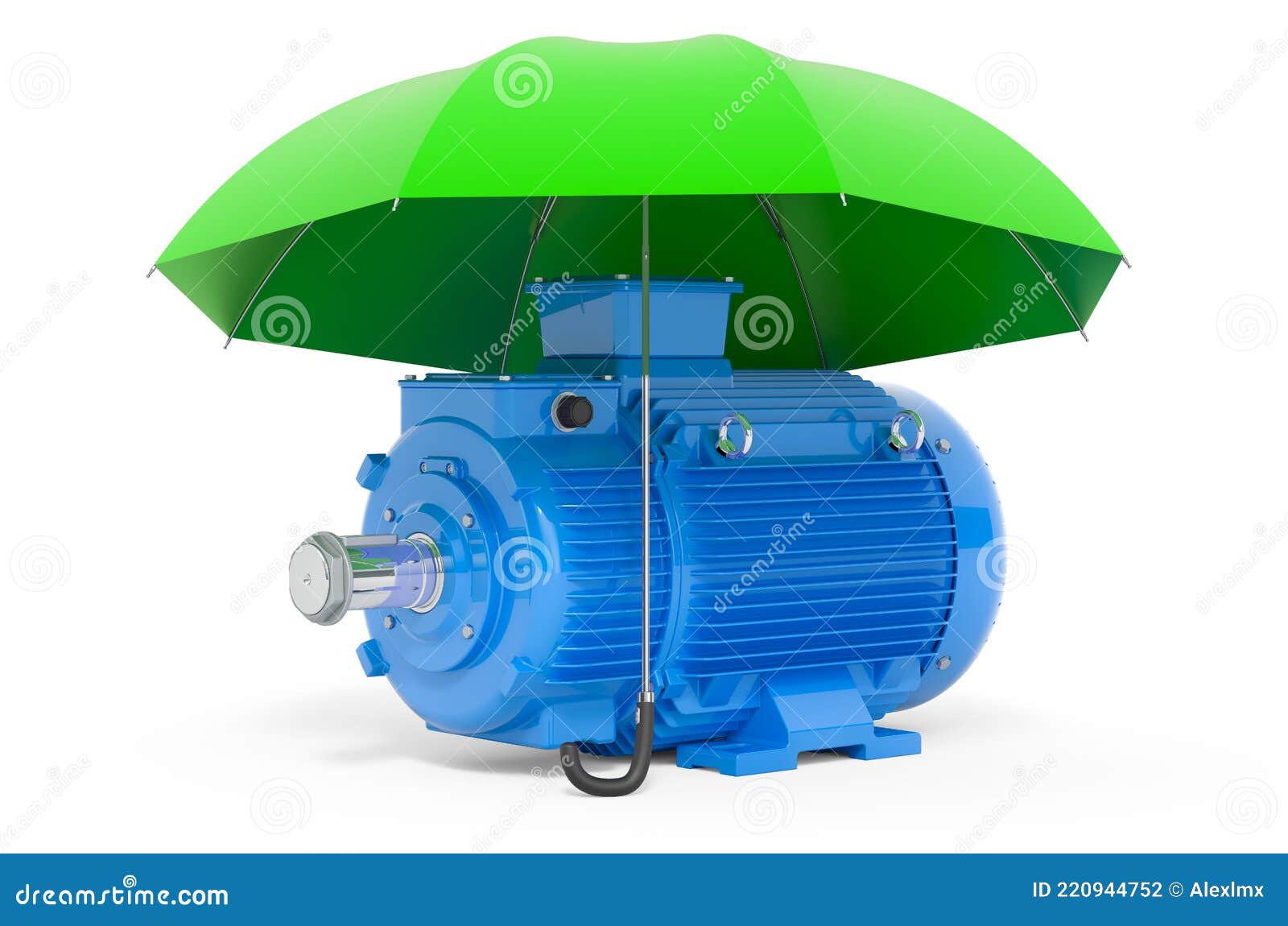 Electric Motor Under Umbrella, 3D Rendering Stock Illustration ...