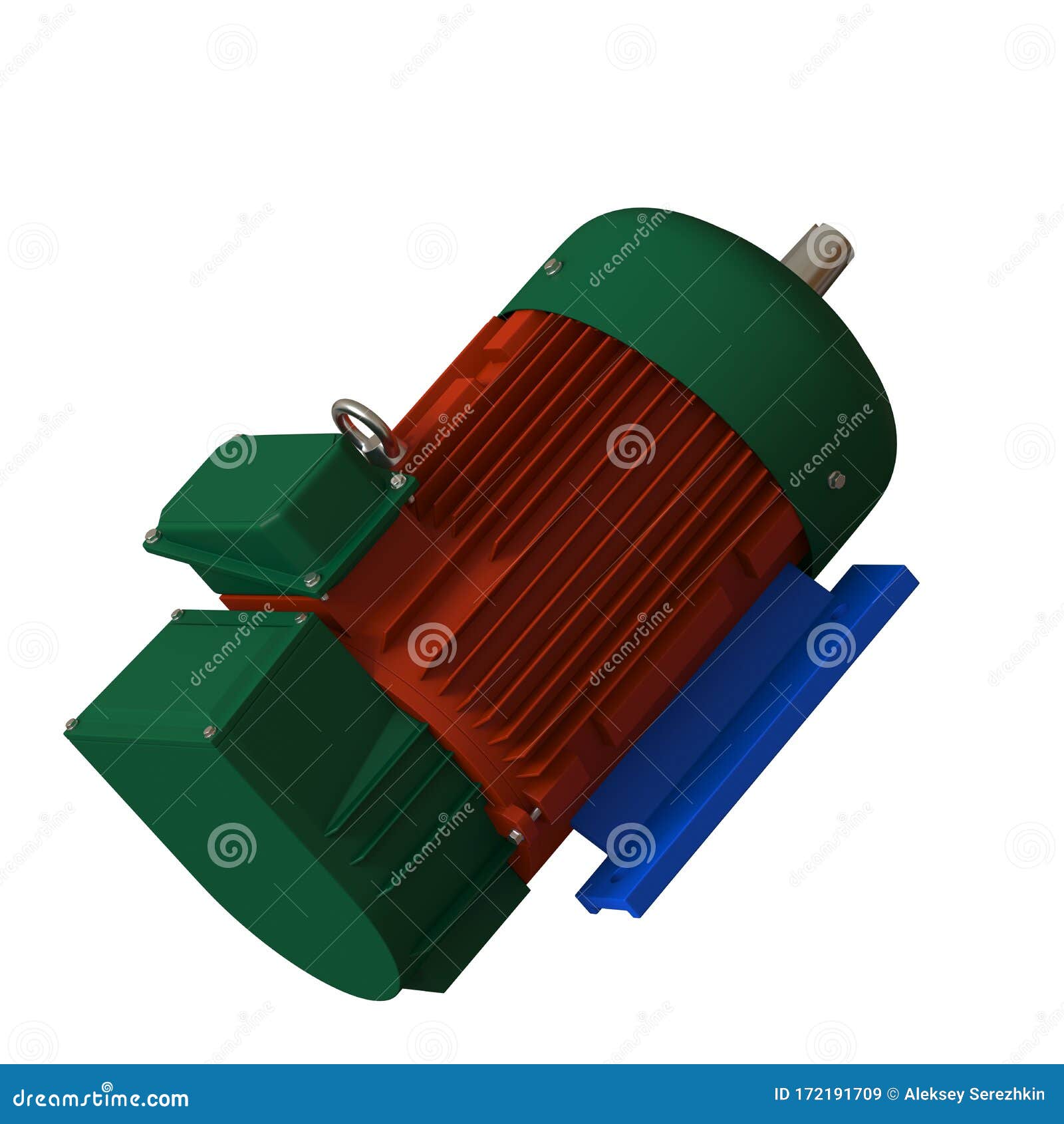 Electric Motor on a White Background, Isolate.. 3D Rendering of ...