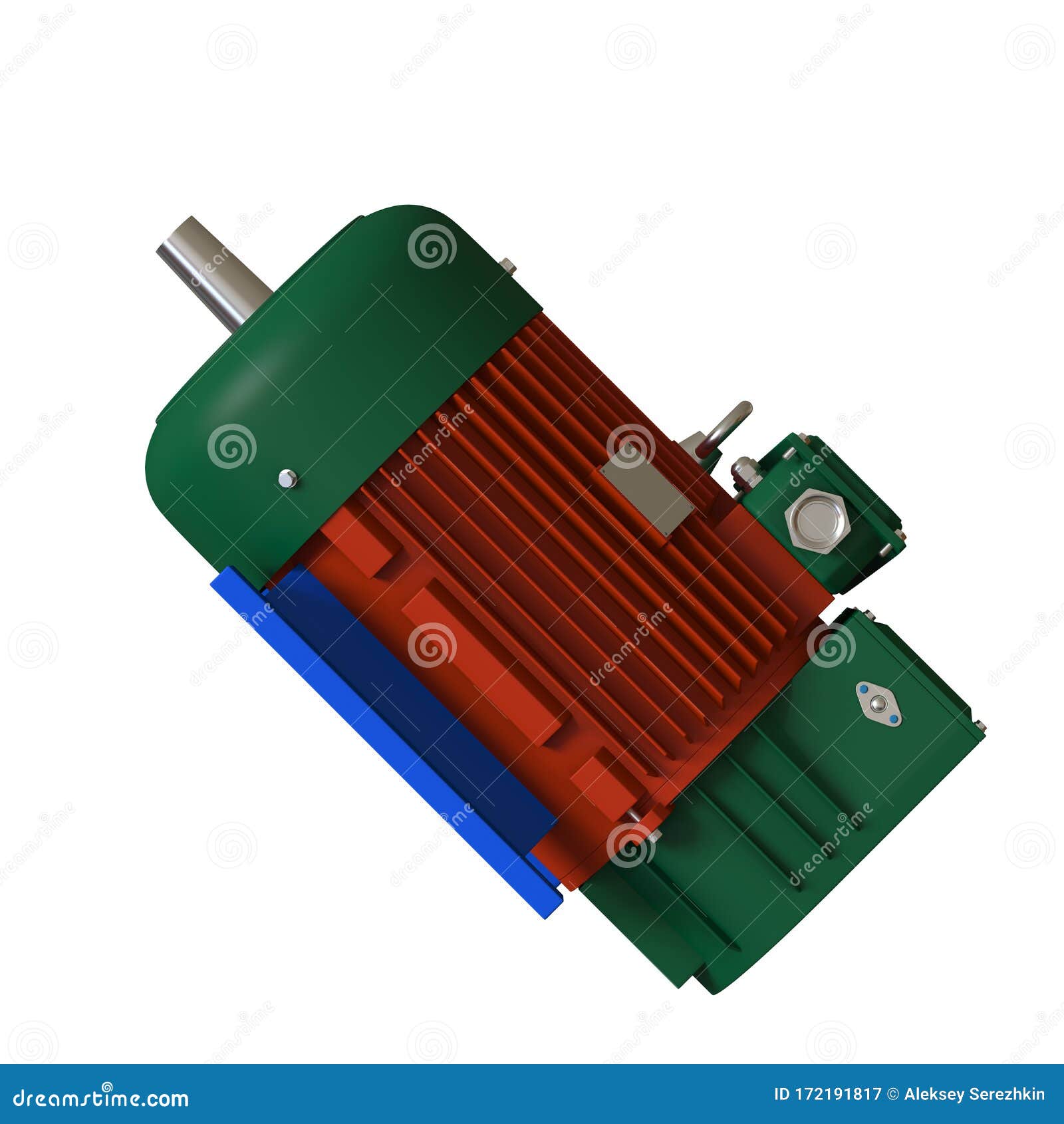 Electric Motor on a White Background, Isolate.. 3D Rendering of ...