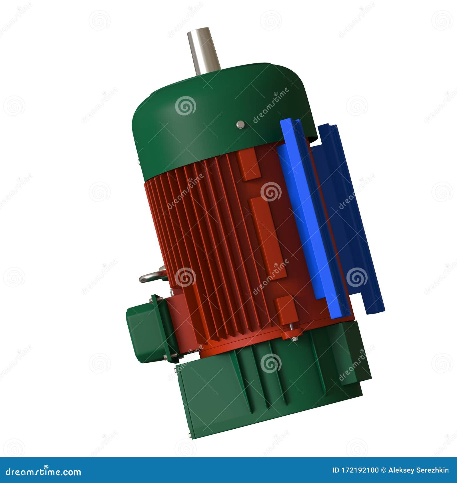 Electric Motor on a White Background, Isolate.. 3D Rendering of ...