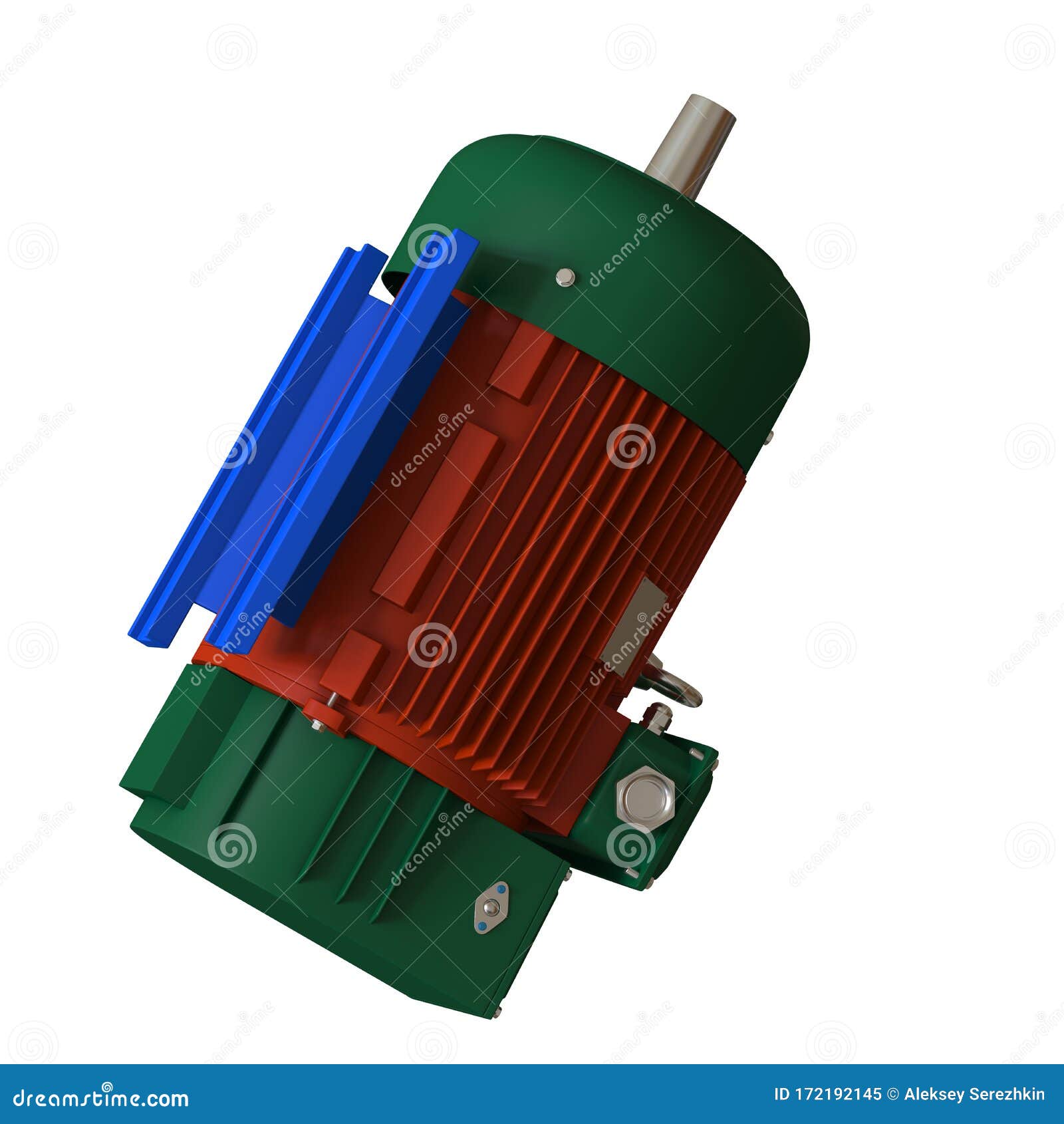 Electric Motor on a White Background, Isolate.. 3D Rendering of ...