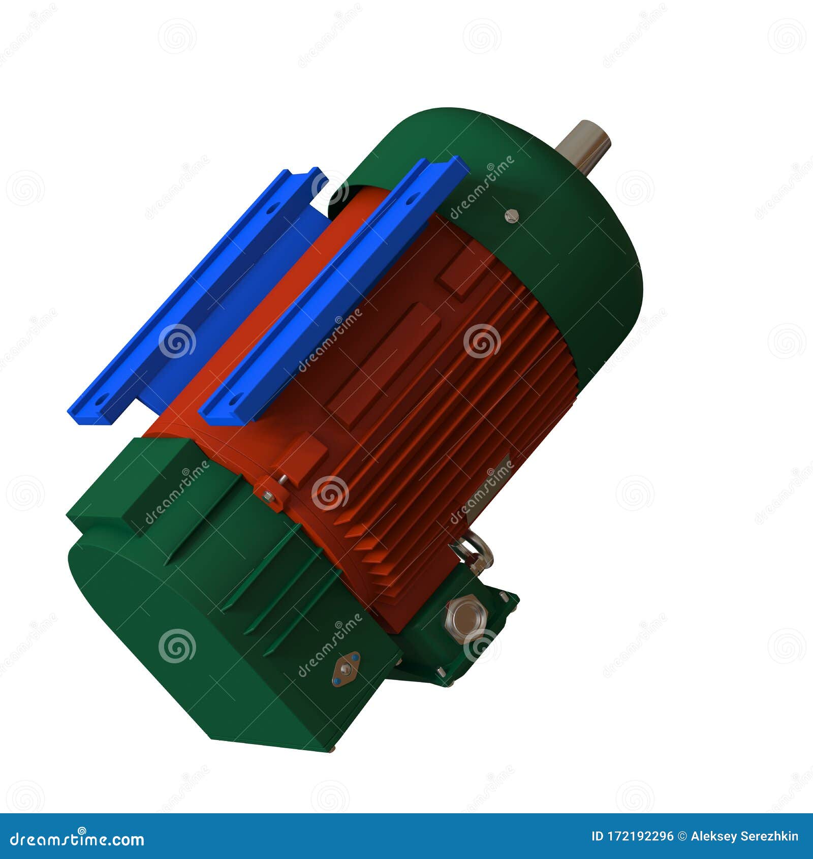 Electric Motor on a White Background, Isolate.. 3D Rendering of ...