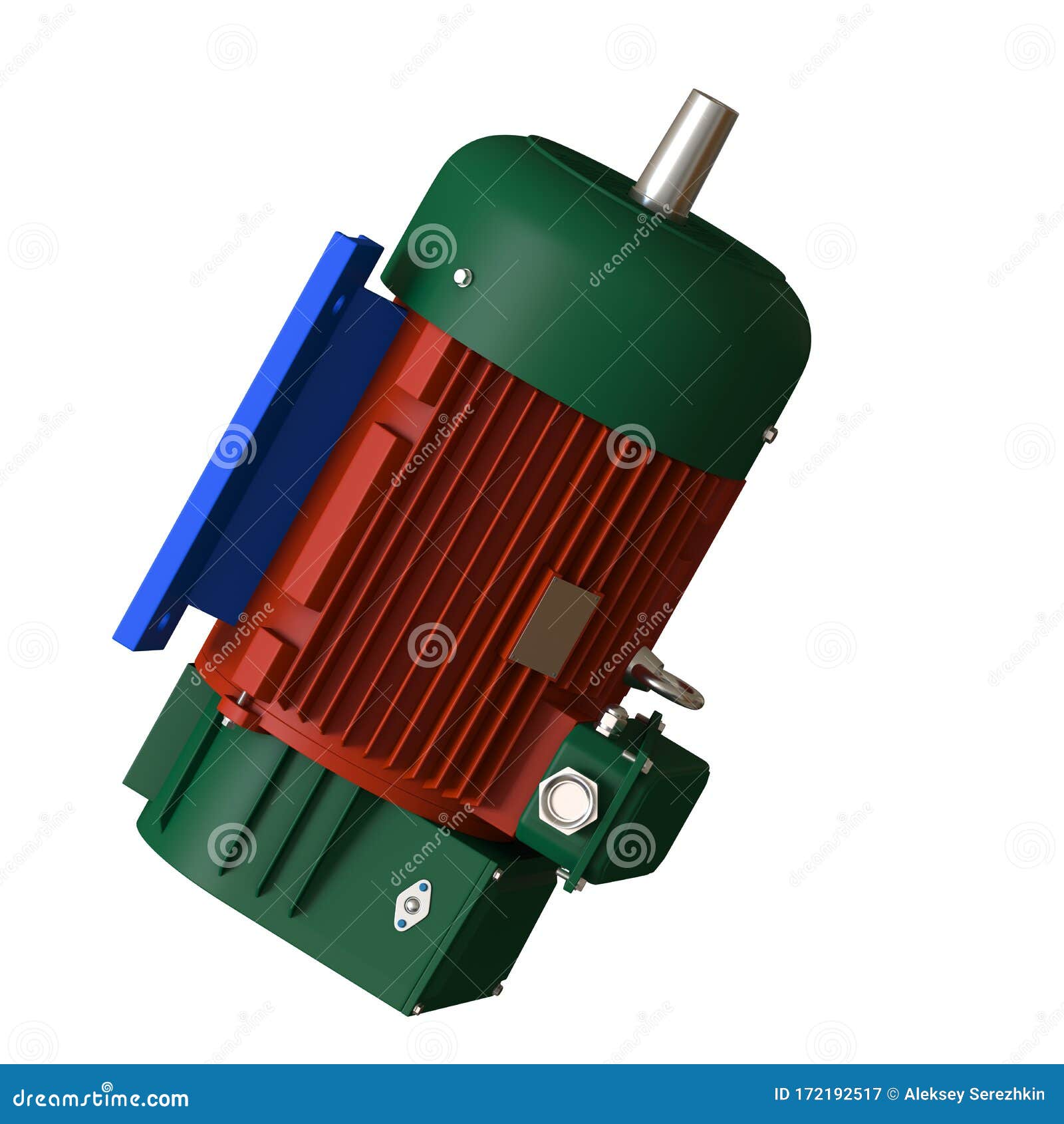 Electric Motor on a White Background, Isolate.. 3D Rendering of ...