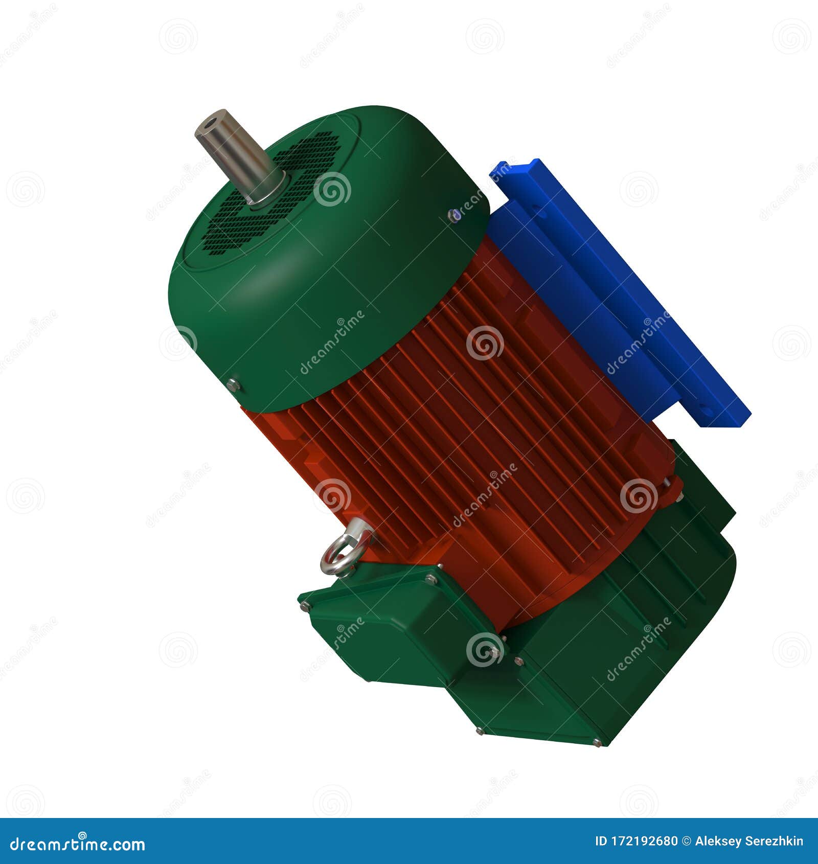 Electric Motor on a White Background, Isolate.. 3D Rendering of ...