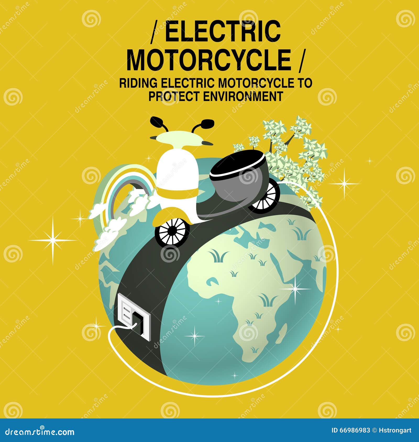 Electric Motorcycle Icon. Black Cable Electrical Moped Contour And Plug ...