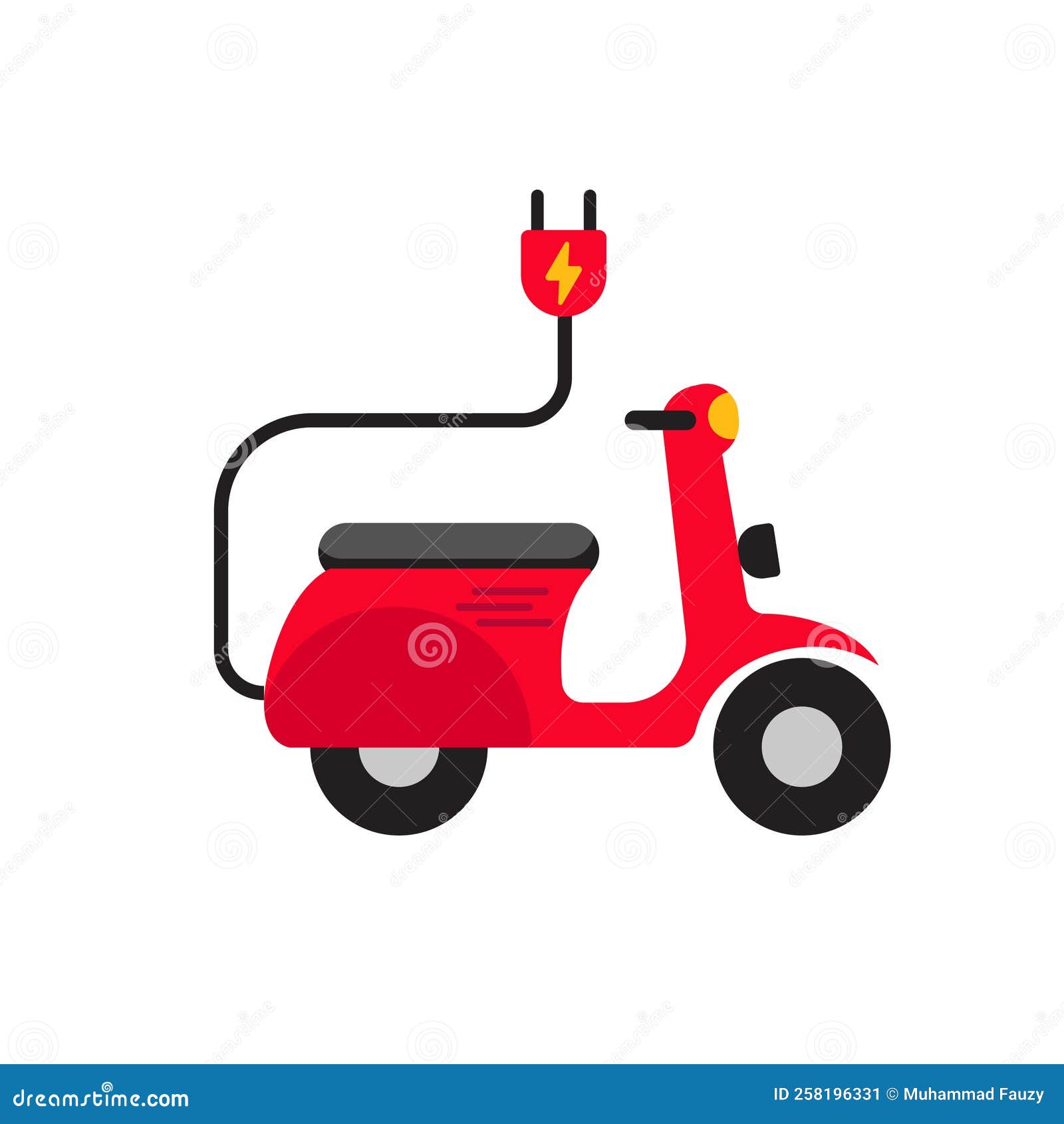 Electric Motorcycle with Flat Style Stock Vector - Illustration of automobile, flat: 258196331