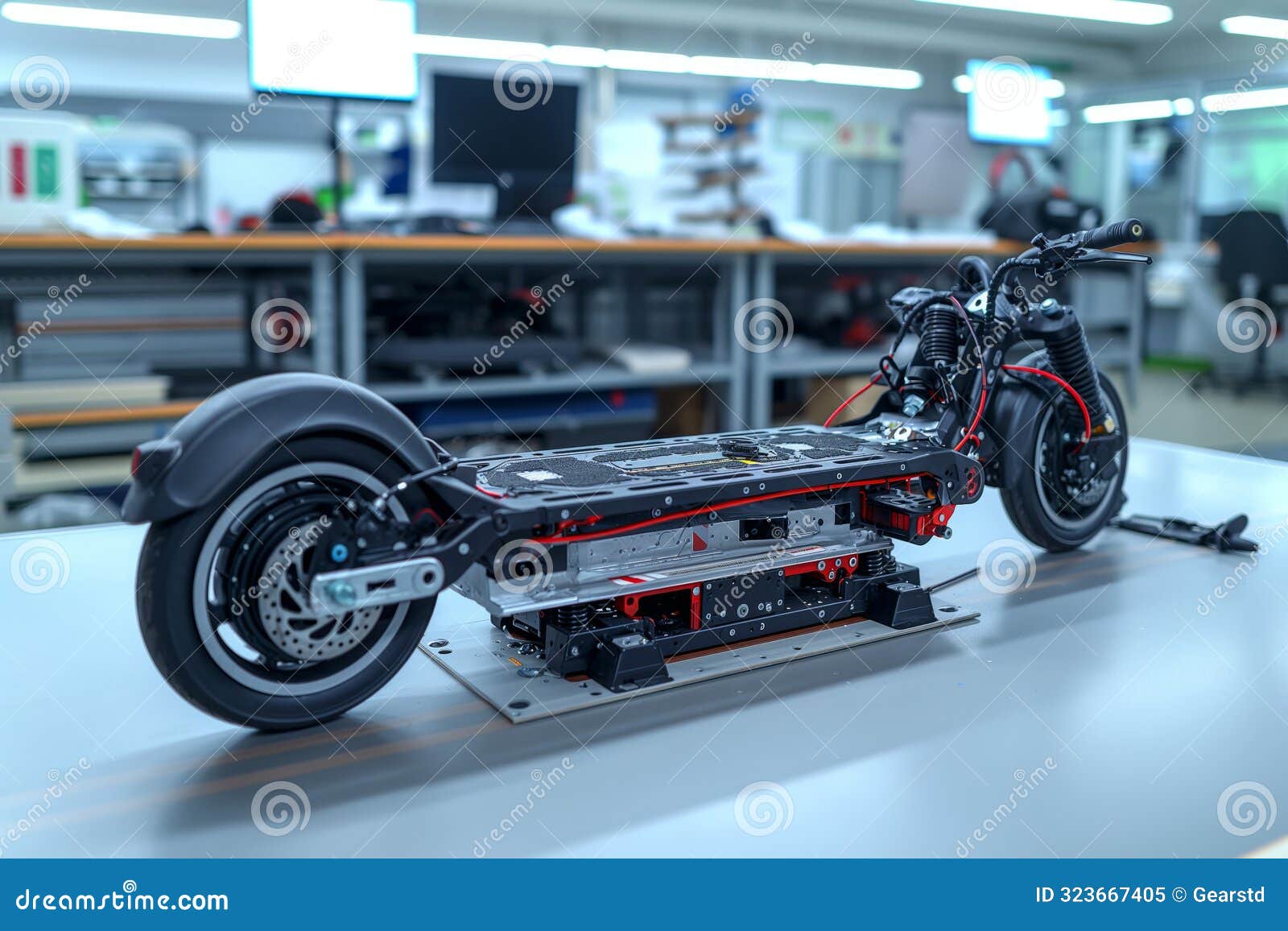 Electric Motorcycle on a Lab Workbench Stock Image - Image of energy ...