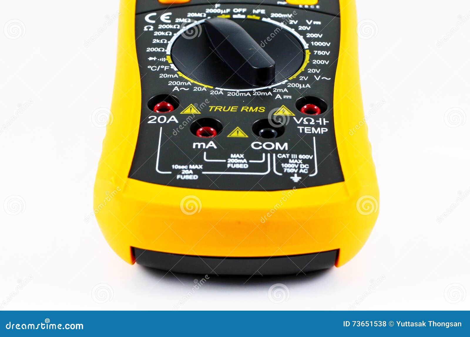 Electric Multimeter Isolated on White. Stock Photo - Image of yellow ...