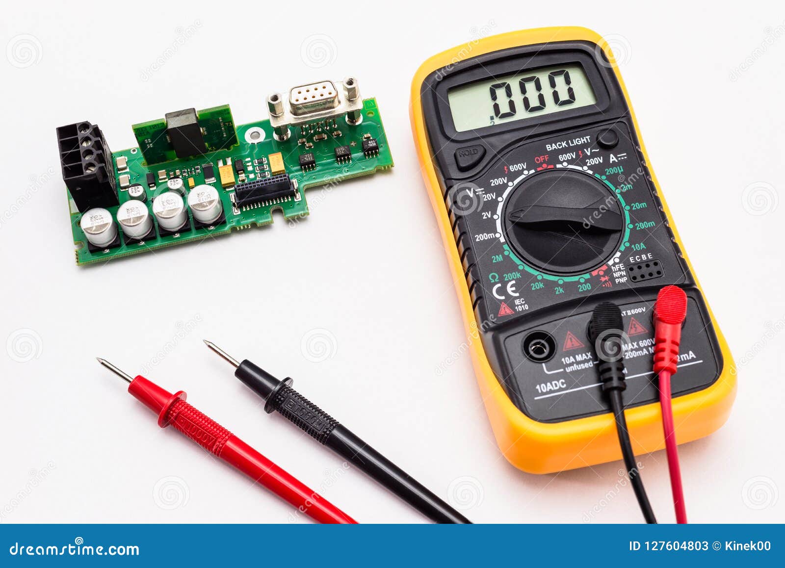 Electric Multimeter with Red and Black Probe, Display Indicating Zero ... Electric Multimeter with Red and Black Probe, Display Indicating Zero ...