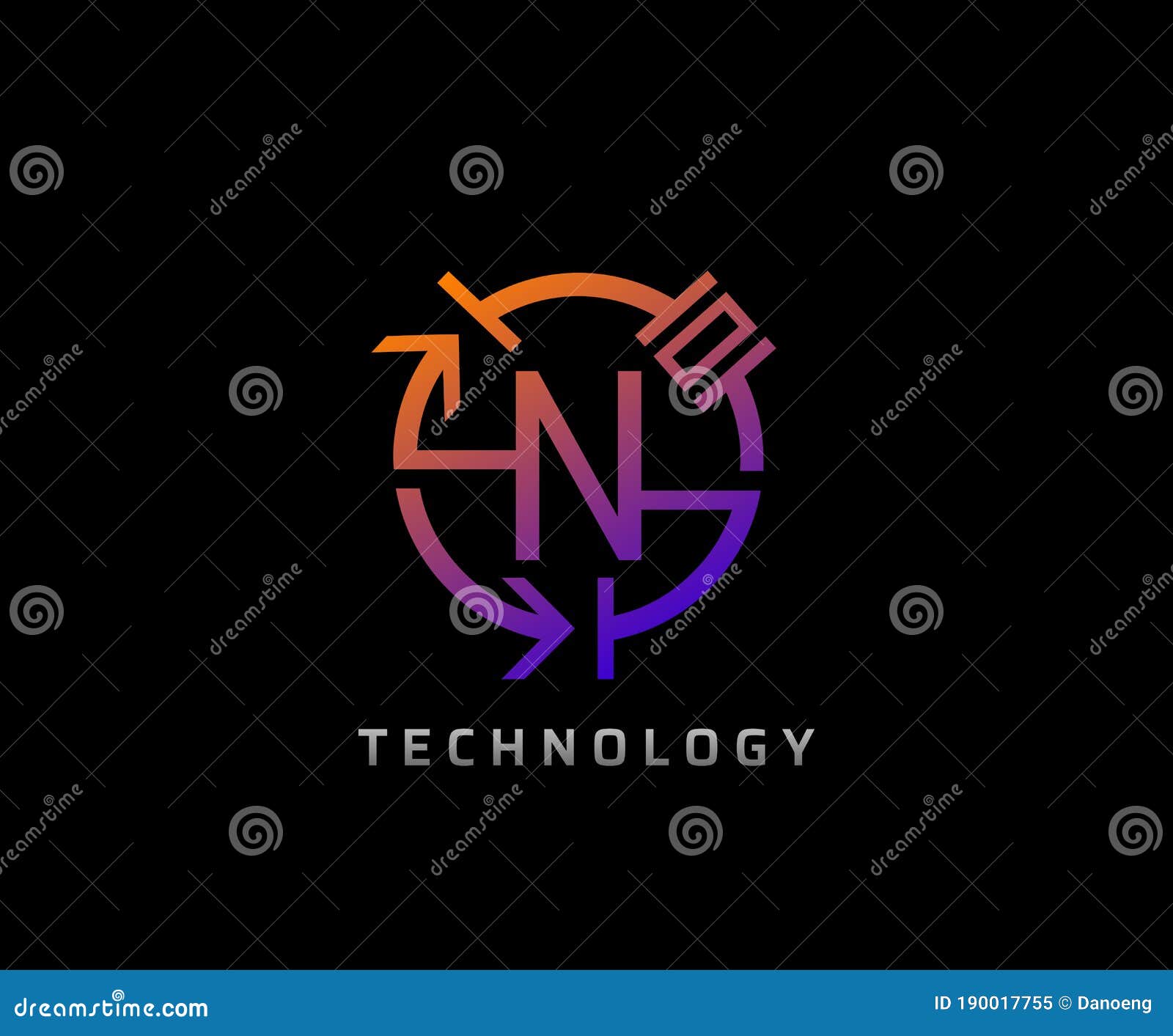 Electric N Letter Icon Design with Circle Shape and Electrical ...
