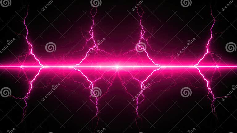 Electric Neon Pink Lightning Reflection on Dark Surface Stock Image ...