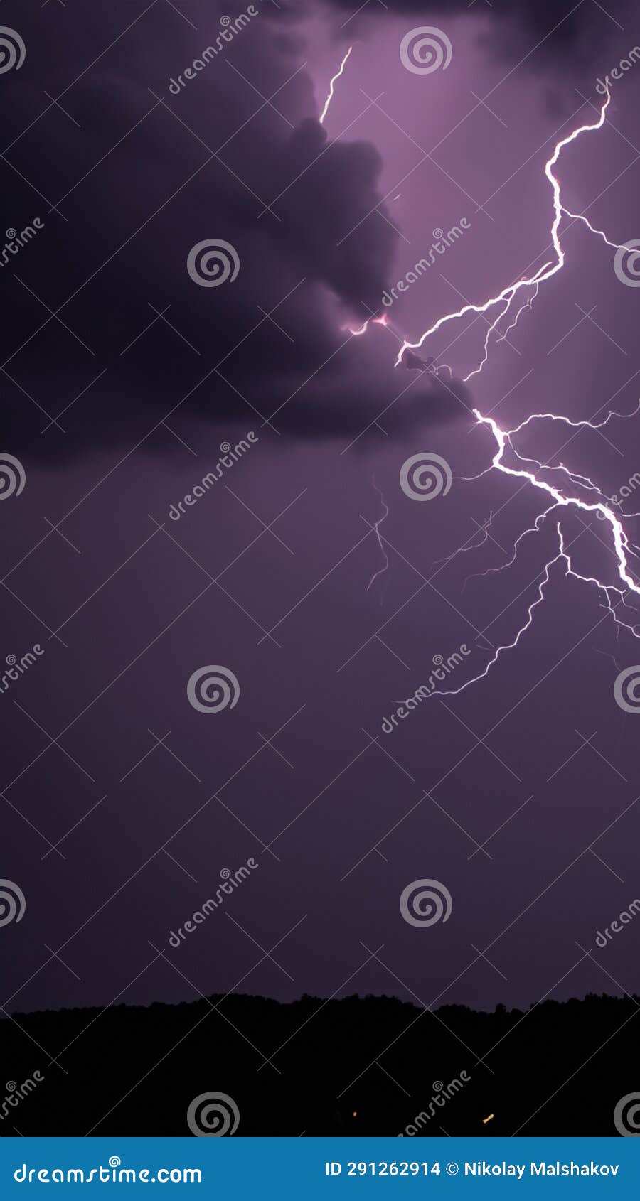 Electric Night: Lightning Flashes in the Black Clouds Stock ...