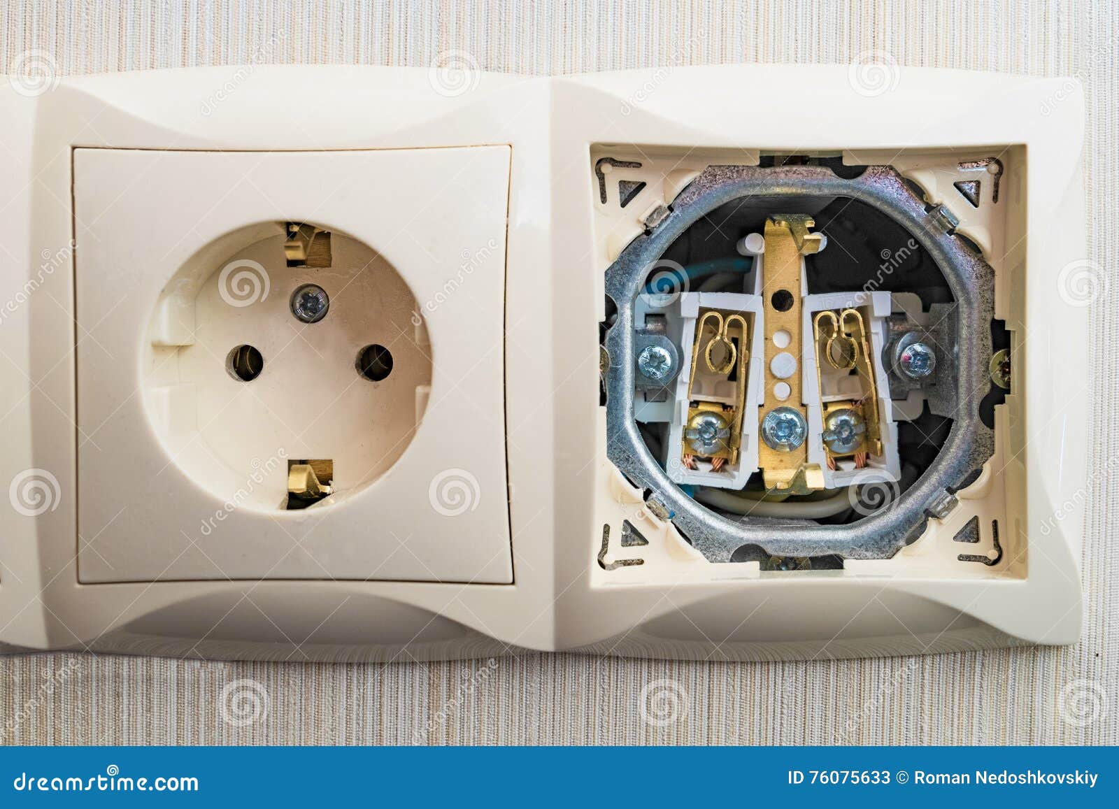 Electric outlet block stock image. Image of grounding - 76075633