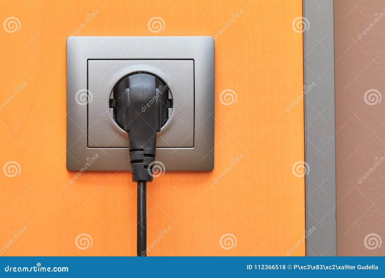 Electric Socket Closeup stock photo. Image of orange - 112366518