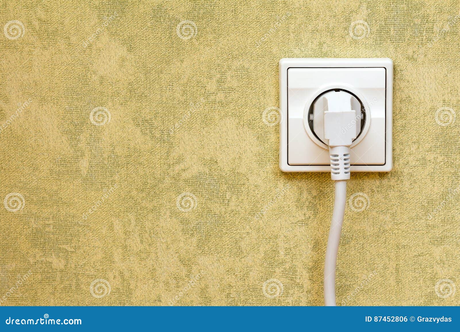 Electric Outlet with Cable Plugged Stock Photo - Image of electrical ...