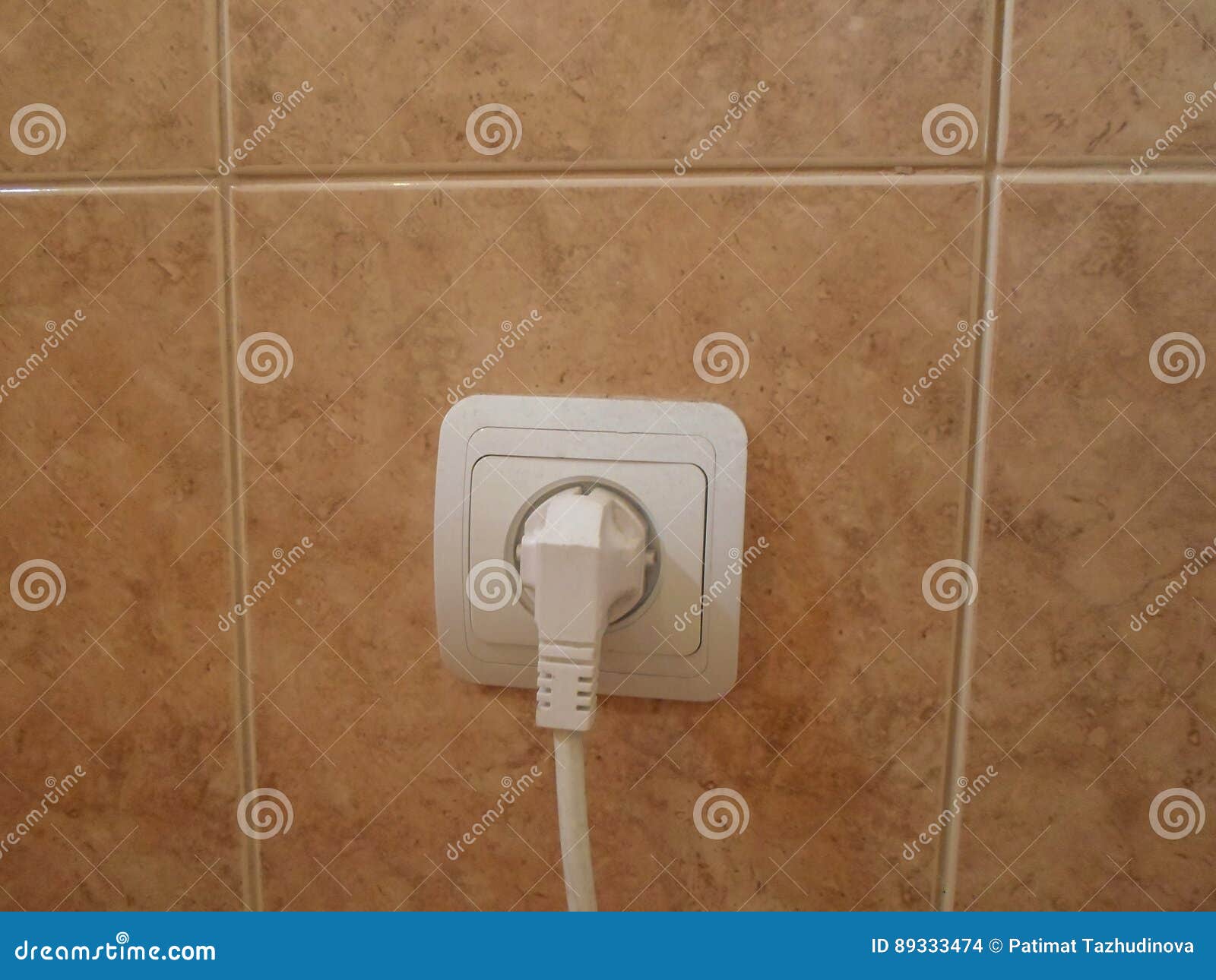 Electric Outlet with Cable Plugged Stock Photo - Image of connector ...