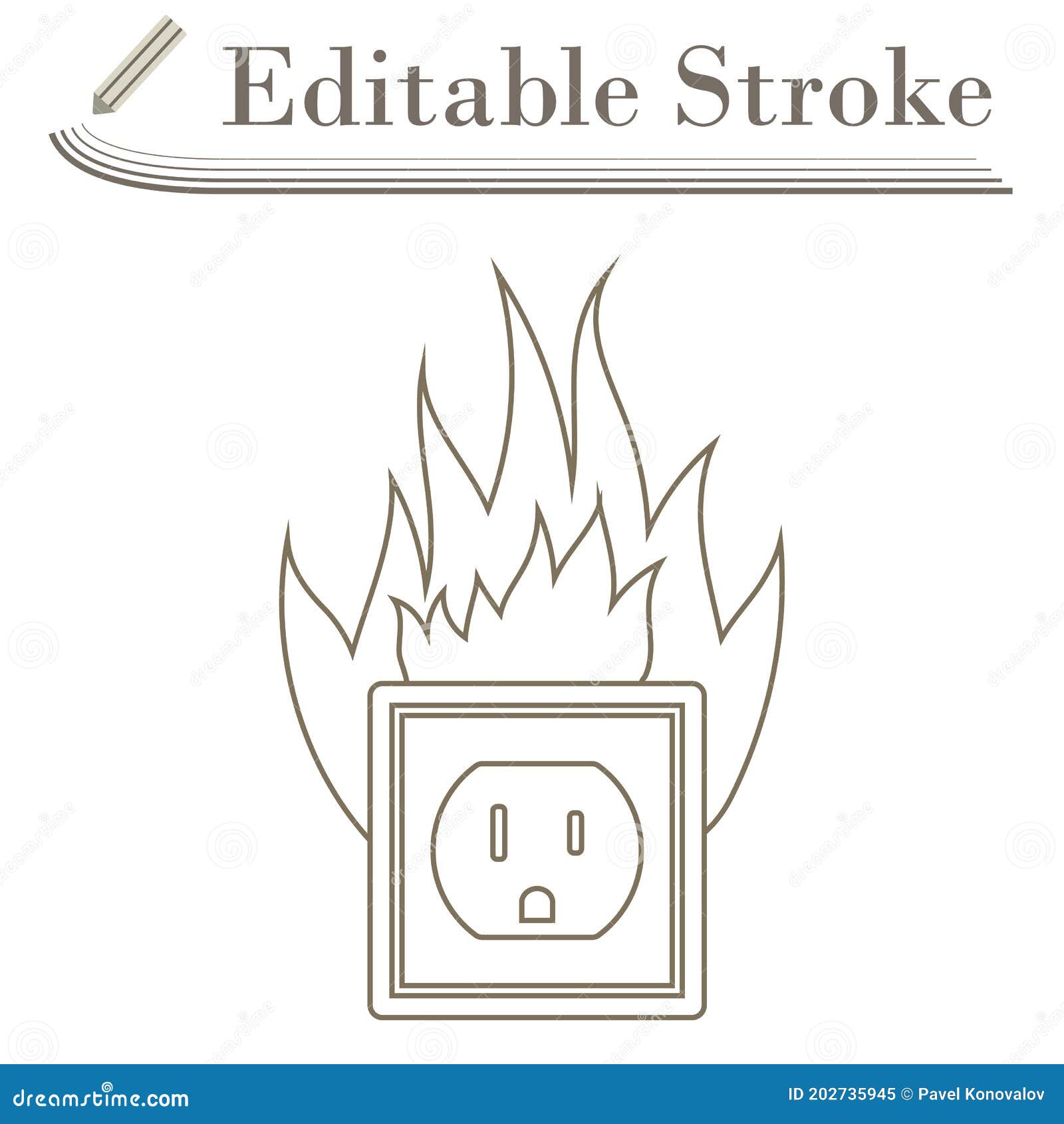 Electric Outlet Fire Icon stock vector. Illustration of house - 202735945