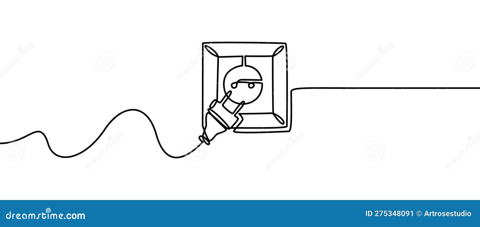 Electric Outlet Shape Drawing by Continuos Line, Thin Line Design ...